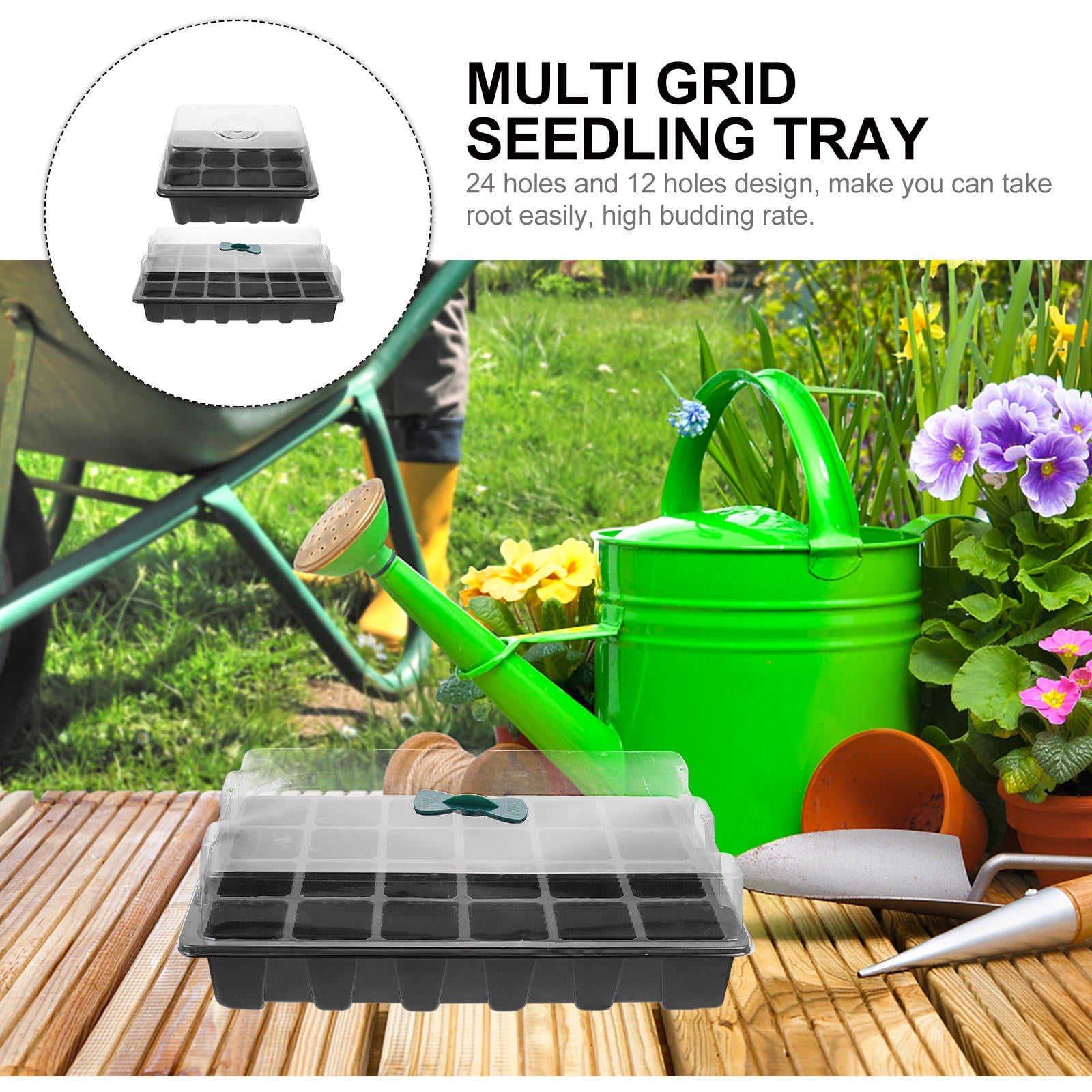 HEMOTON 2 Pcs Outdoor Seedling Tray Set Rack Gardening Germination ...