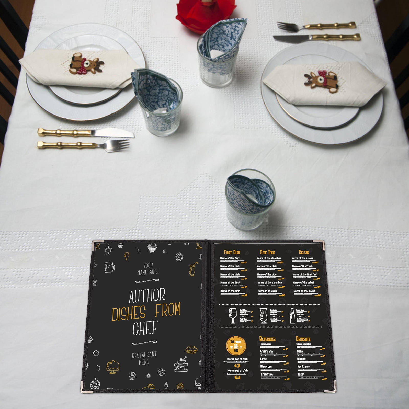 HEMOTON 2 Pcs Recipe Folder Menu Binder for Home Cafe Covers Restaurant ...