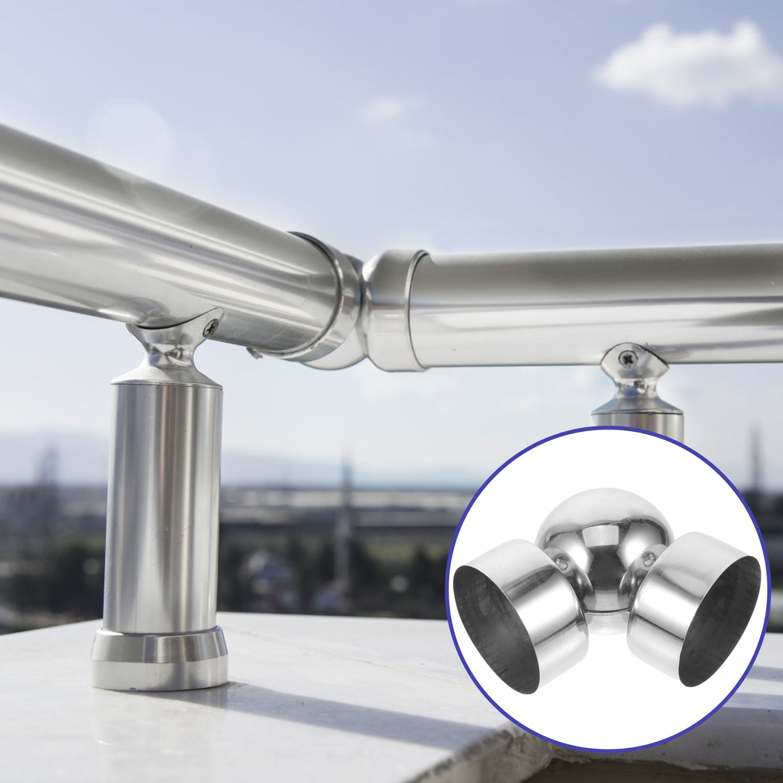 HEMOTON 2 Pcs Round Pipe Joint Solid Material Handrail Connector ...