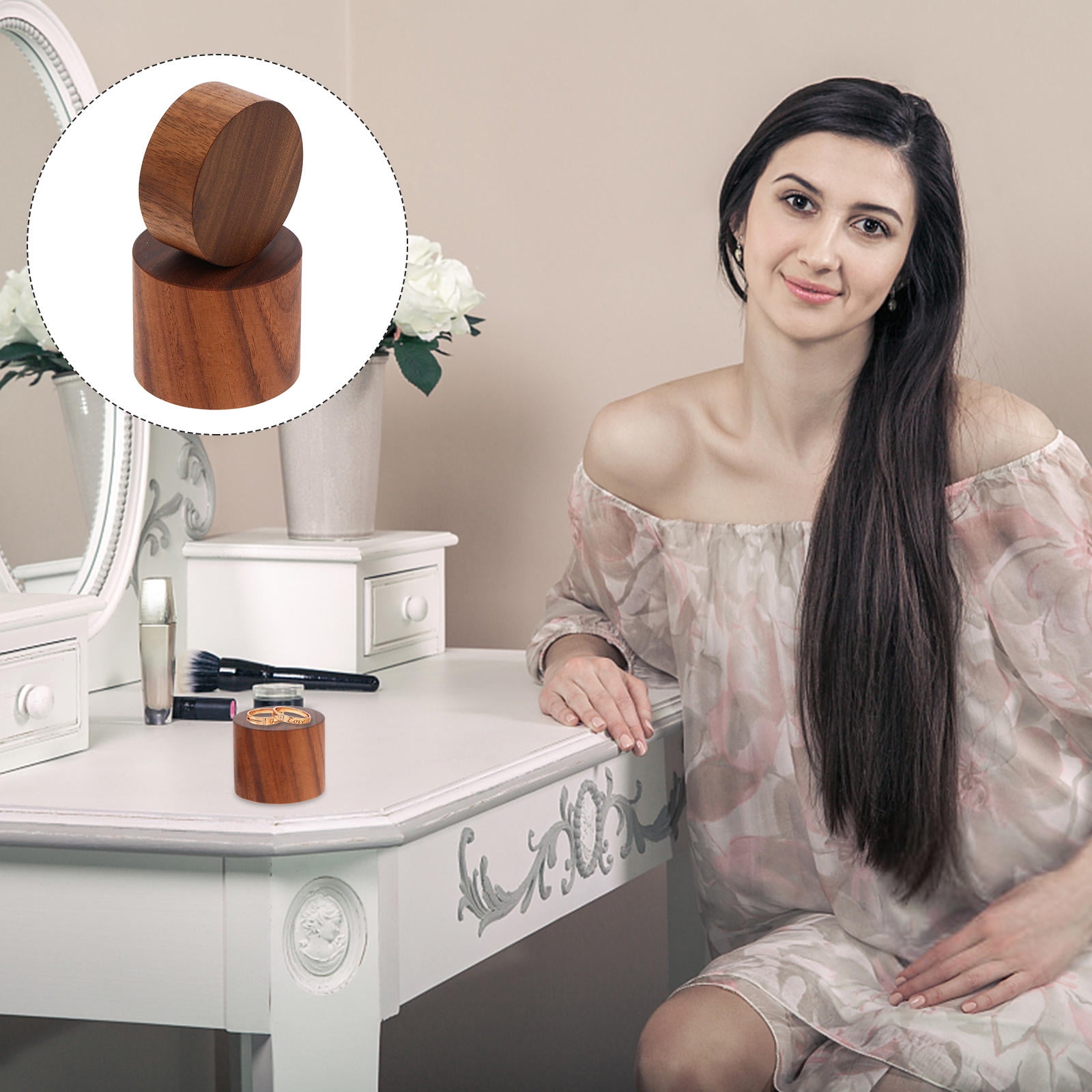 HEMOTON 2 Pcs Walnut Display Stand Jewelry Tray Rack Storage Shelves Rings - Walmart.com