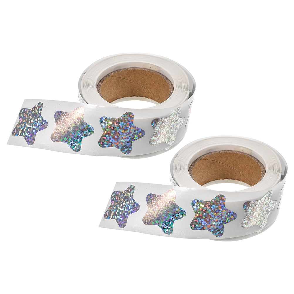 HEMOTON 2 Rolls Pentagram Sticker Glitter Sealing Silver Star Stickers ...