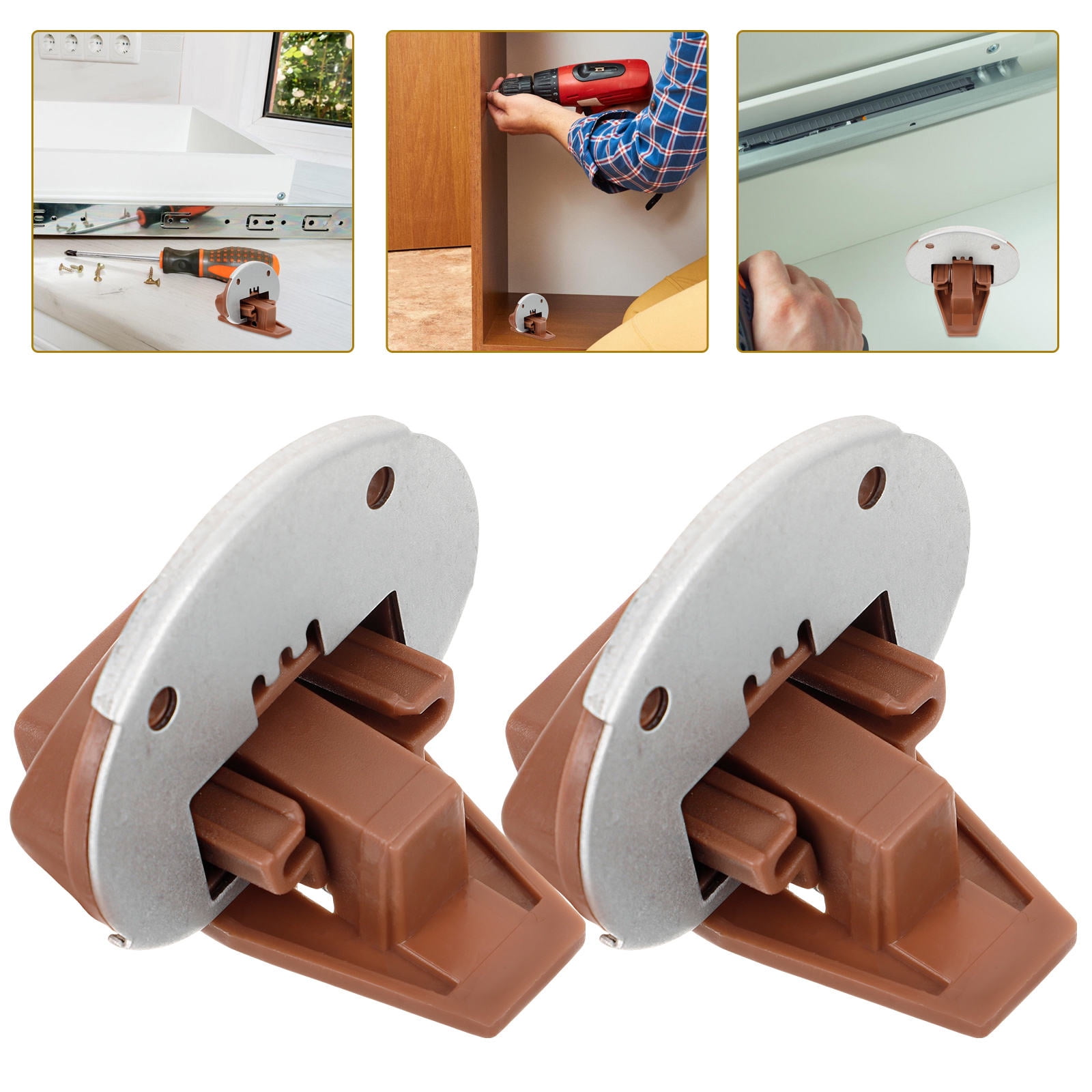 HEMOTON 2 Sets Drawer Slides Cupboard Track Guides Center Mount Cabinet ...