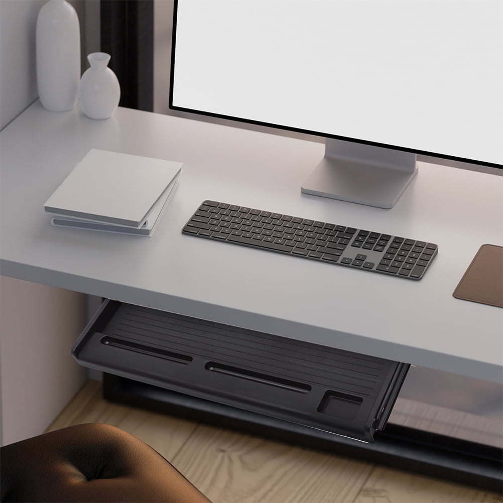 EXHUMKY 2Sets Office Keyboard Tray Under Table Slide Out with Metal ...