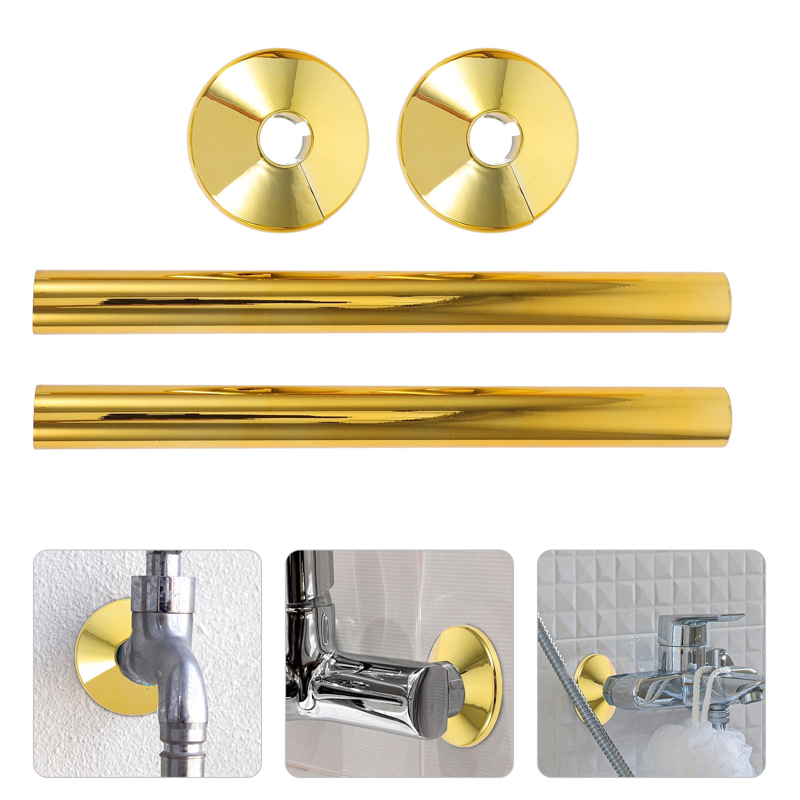Hytrove Radiator Pipe Cover Cylindrical Golden 2 Sets 2.3x2.3x0.6in ...