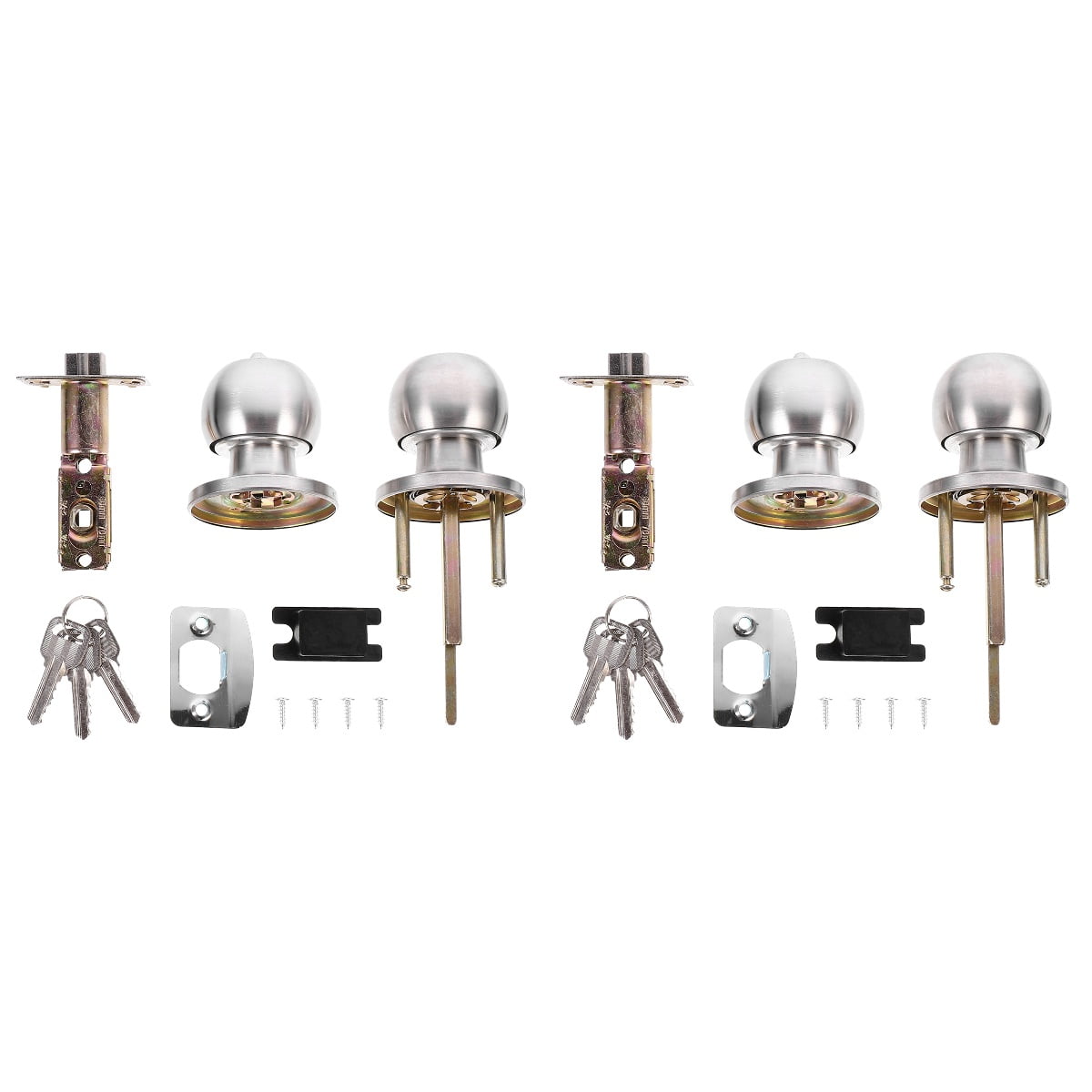 HEMOTON 2 Sets of Household Room Door Lock Stainless Steel Knob Lock ...