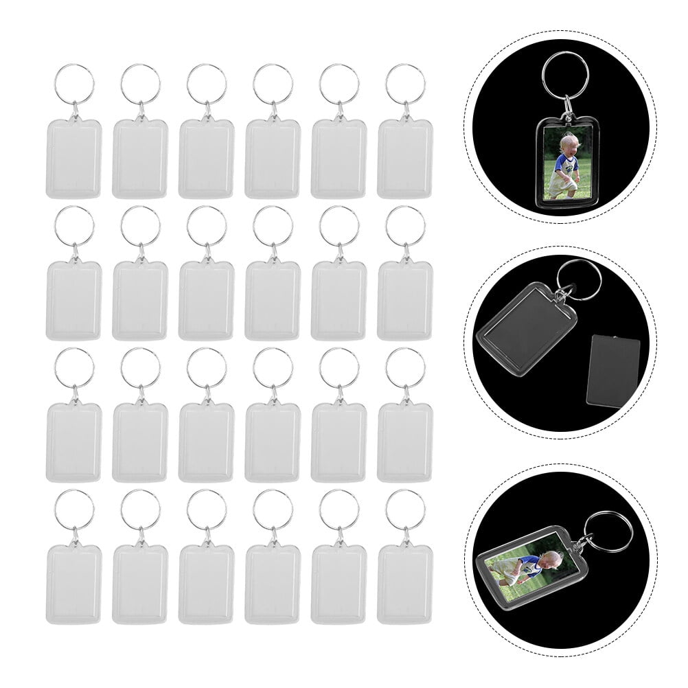 EXHUMKY 20Pcs Acrylic Picture Key Ring Compact Decorative Photo Frame ...