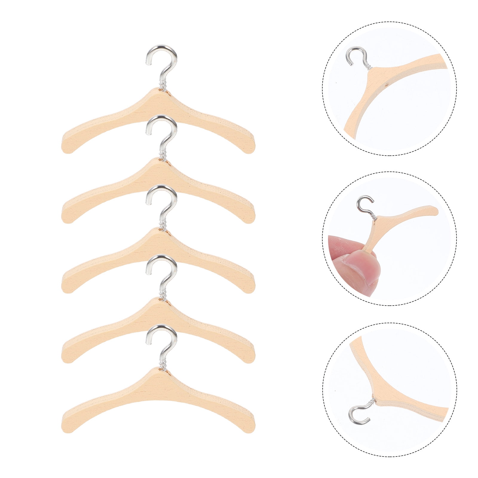 EXHUMKY Wooden Mini Clothes Hangers for Dollhouse Accessories 20Pack ...