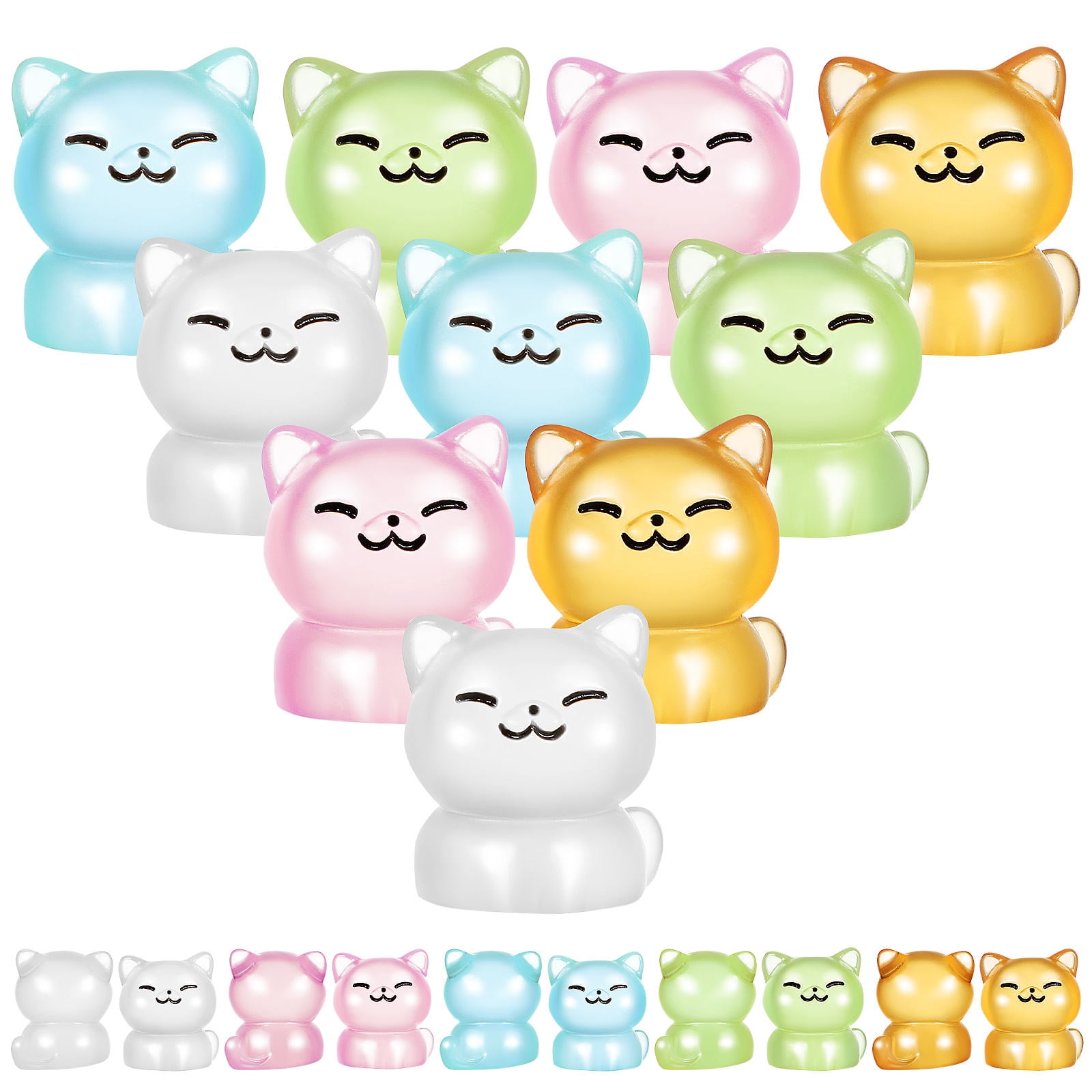HEMOTON 20 Pcs Mini Resin Cats Mini Cat Figurines Luminous Mini Cats ...
