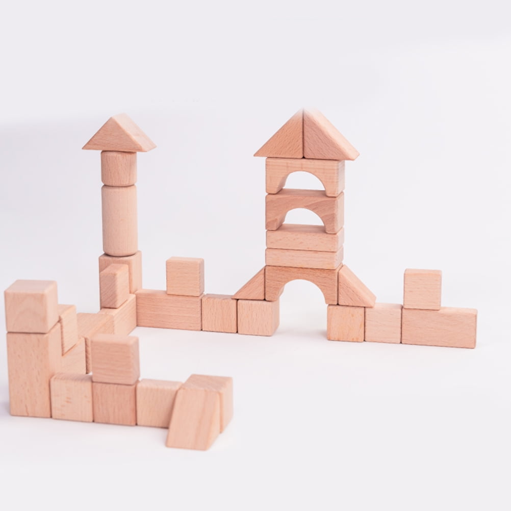 HEMOTON 20 Pcs Pattern Blocks Solid Wood Building Cylinder Child ...