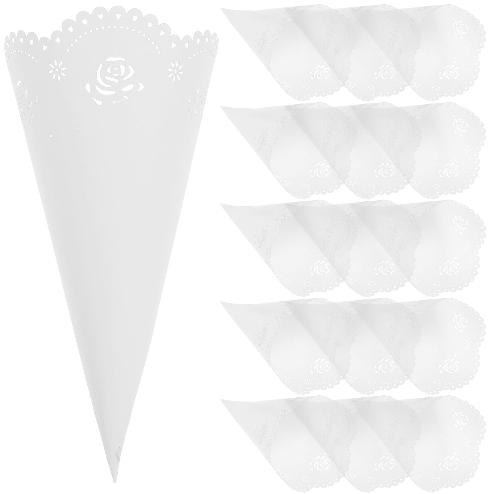 HEMOTON 20 White Paper Cones for Holding Confetti Great for Wedding ...