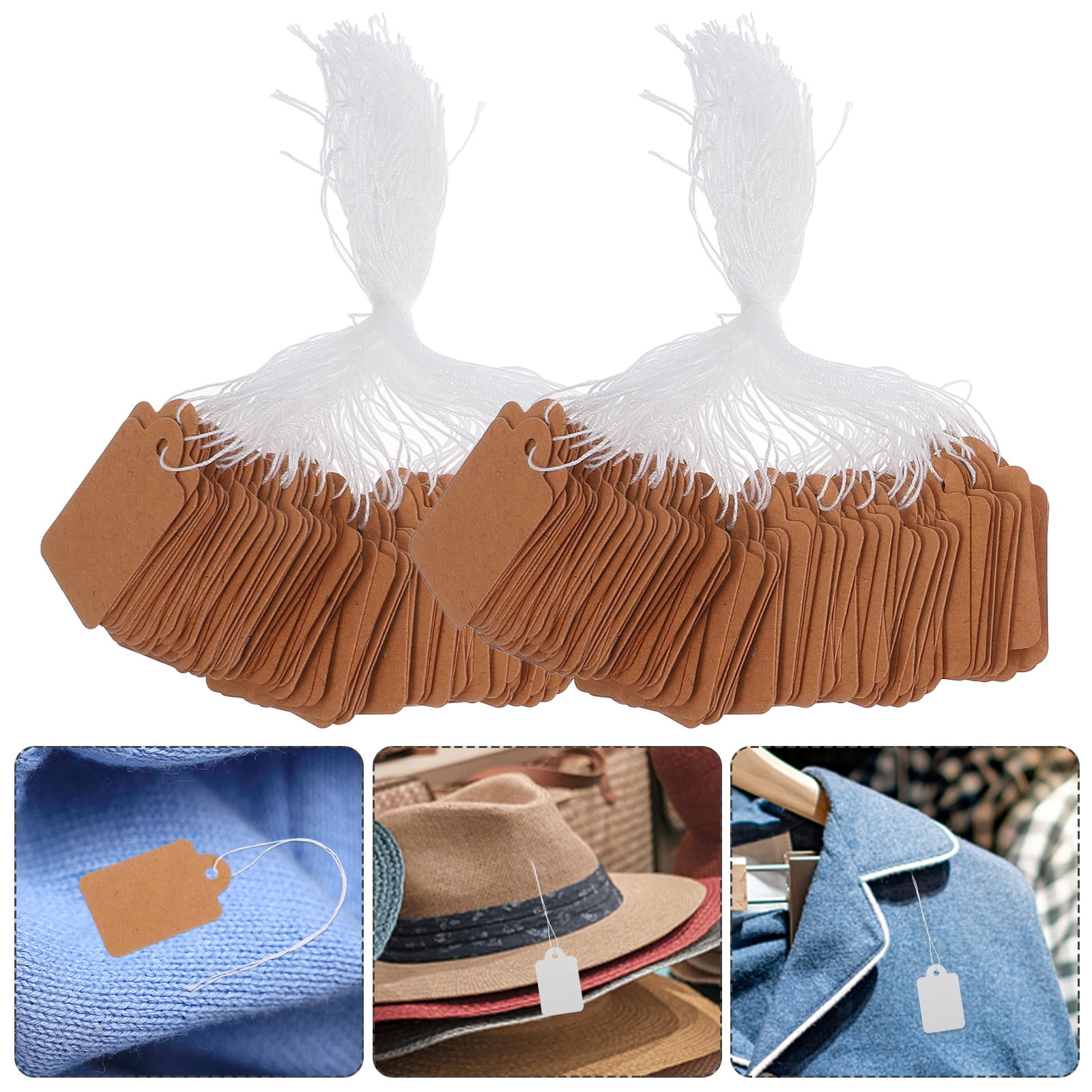 HEMOTON 200pcs Kraft Paper Hang Tags with String Writable Price Tags ...