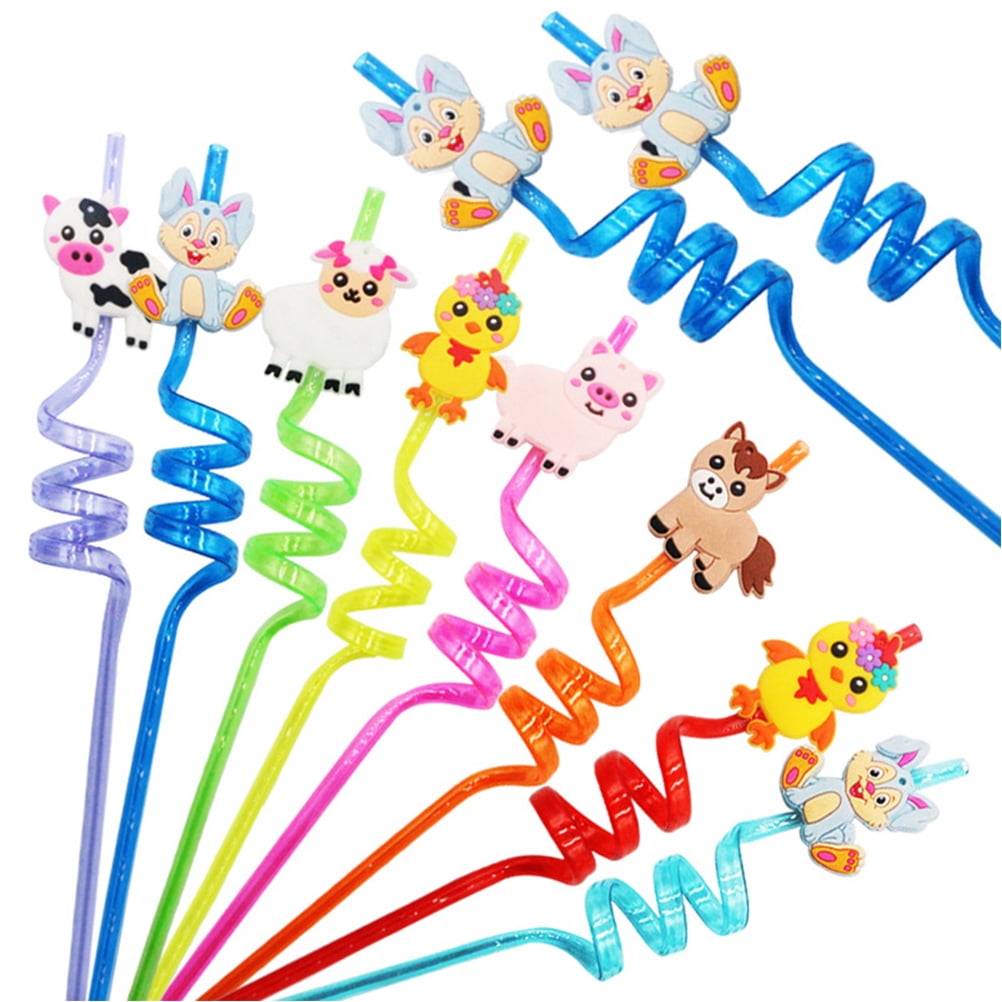 HEMOTON 20Pcs Animal Straws Animal Theme Birthday Party Supplies Favors ...