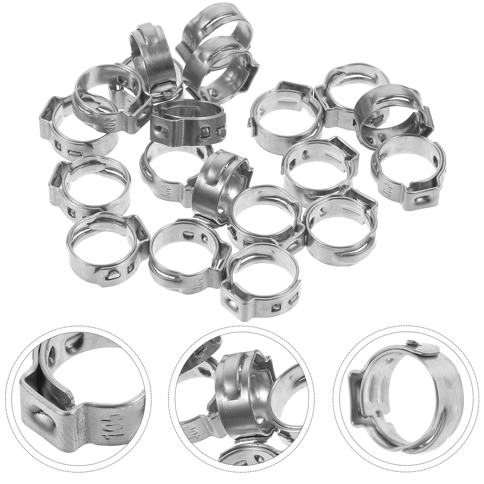 HEMOTON 20pcs Tube Clamp Rings Tubing Fitting 304 Stainless Steel Cinch ...