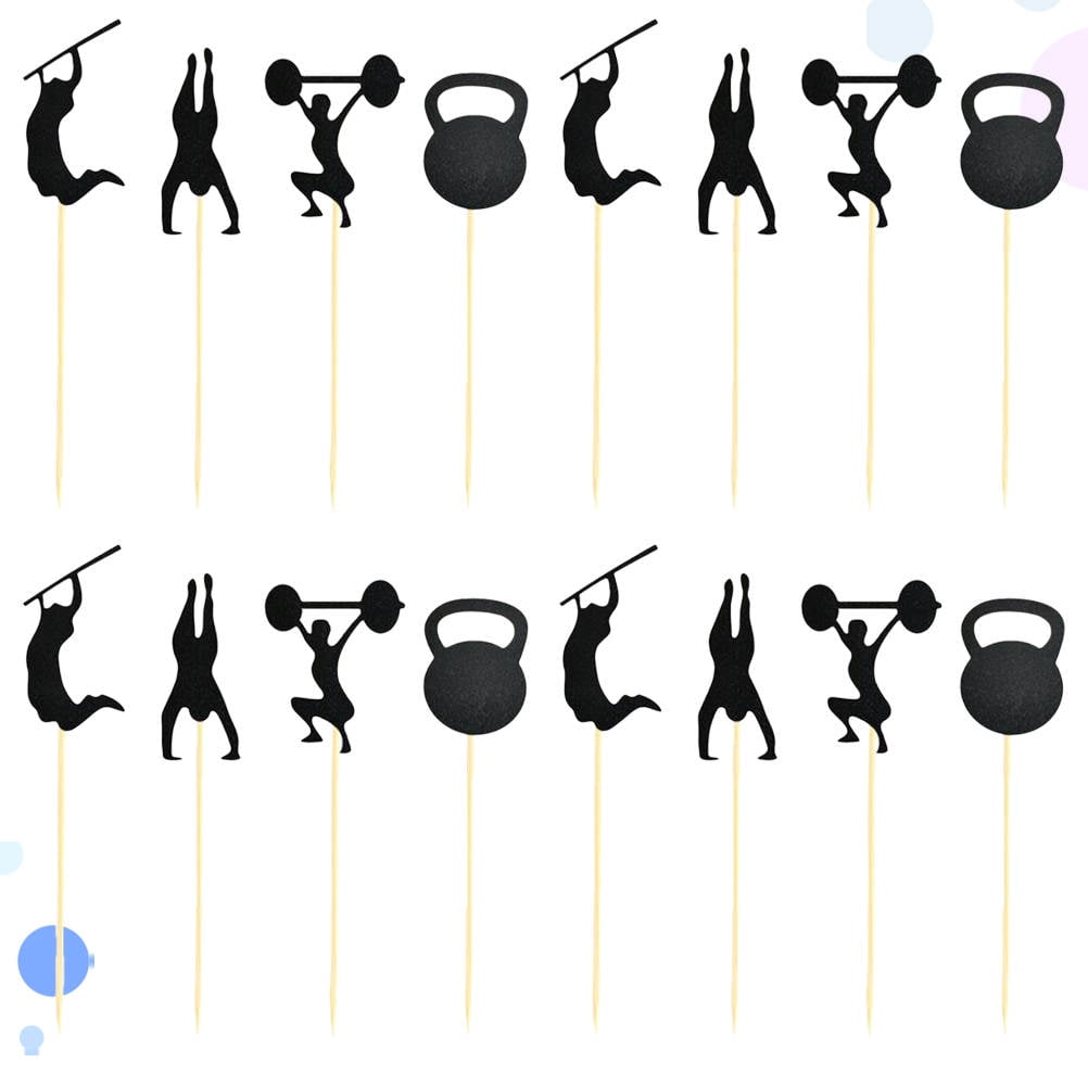 HEMOTON Pcs Decoration Cake Insert Gym Theme Toppers for Party Desserts ...