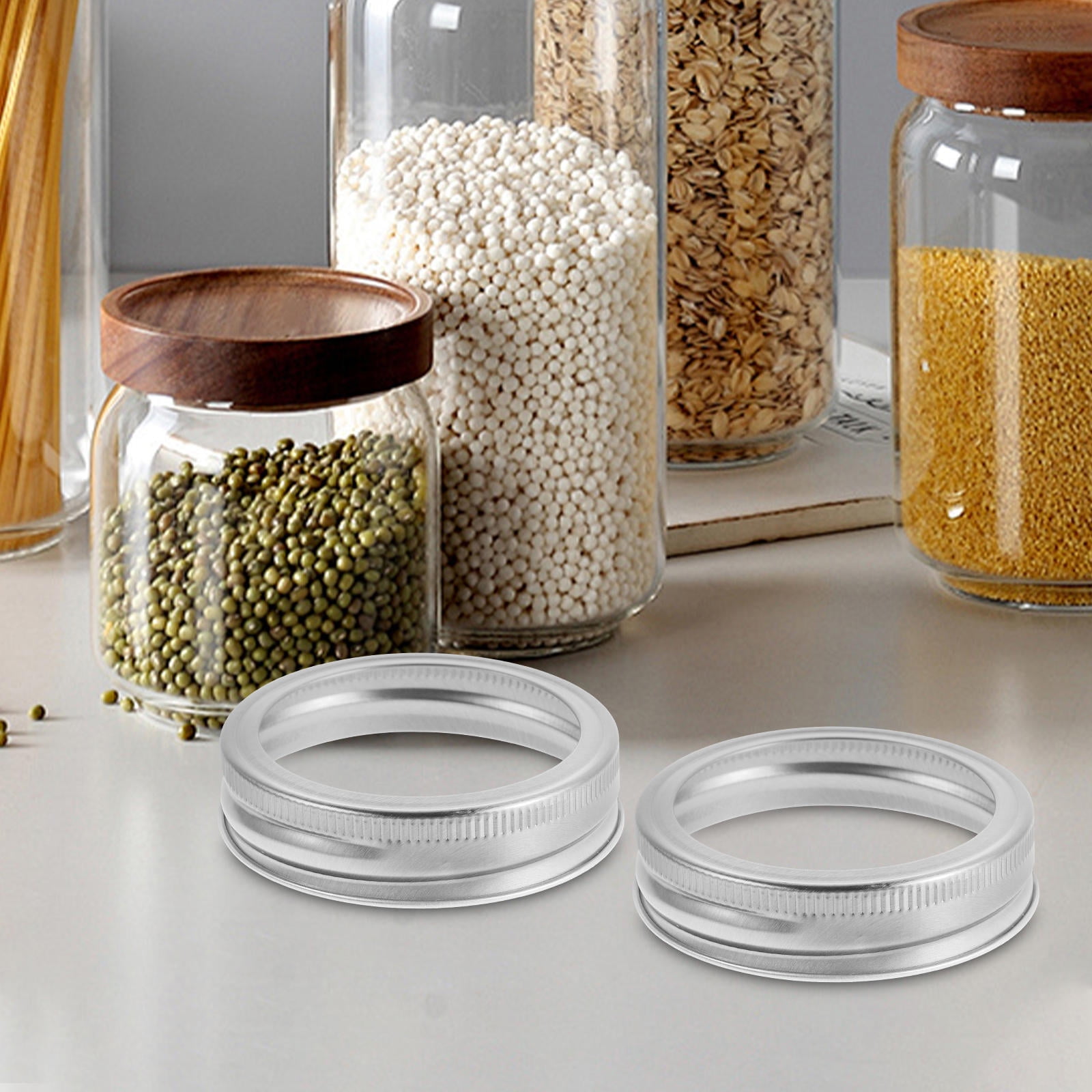 HEMOTON 24pcs Wide Mouth Jar Lids Tinplate Canning Rings Tinplate Metal ...