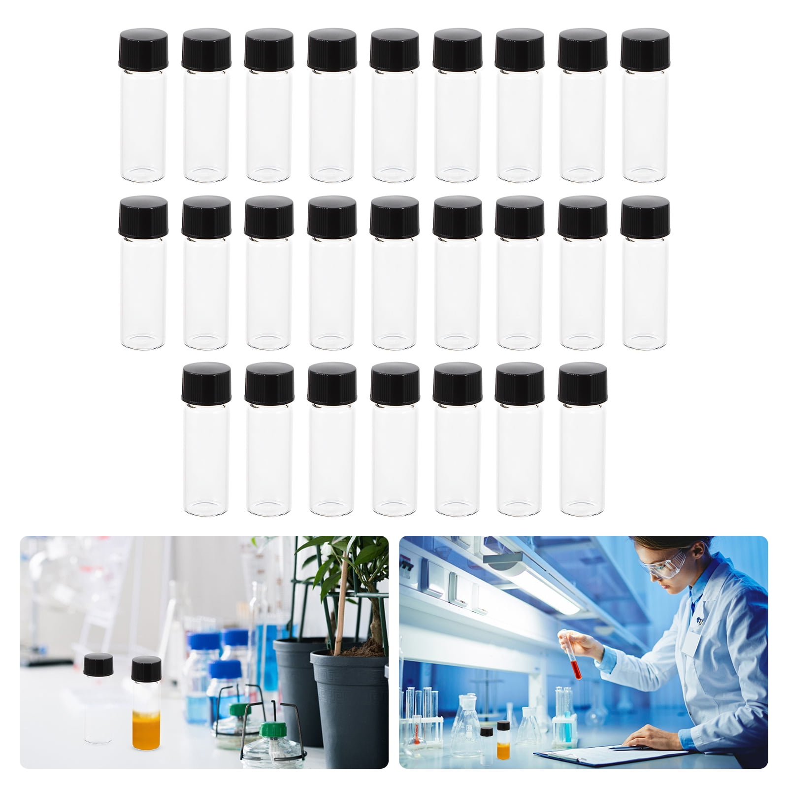 HEMOTON 25 Pcs Vials Oil Bottles Glass Sample Liquid Foundation ...