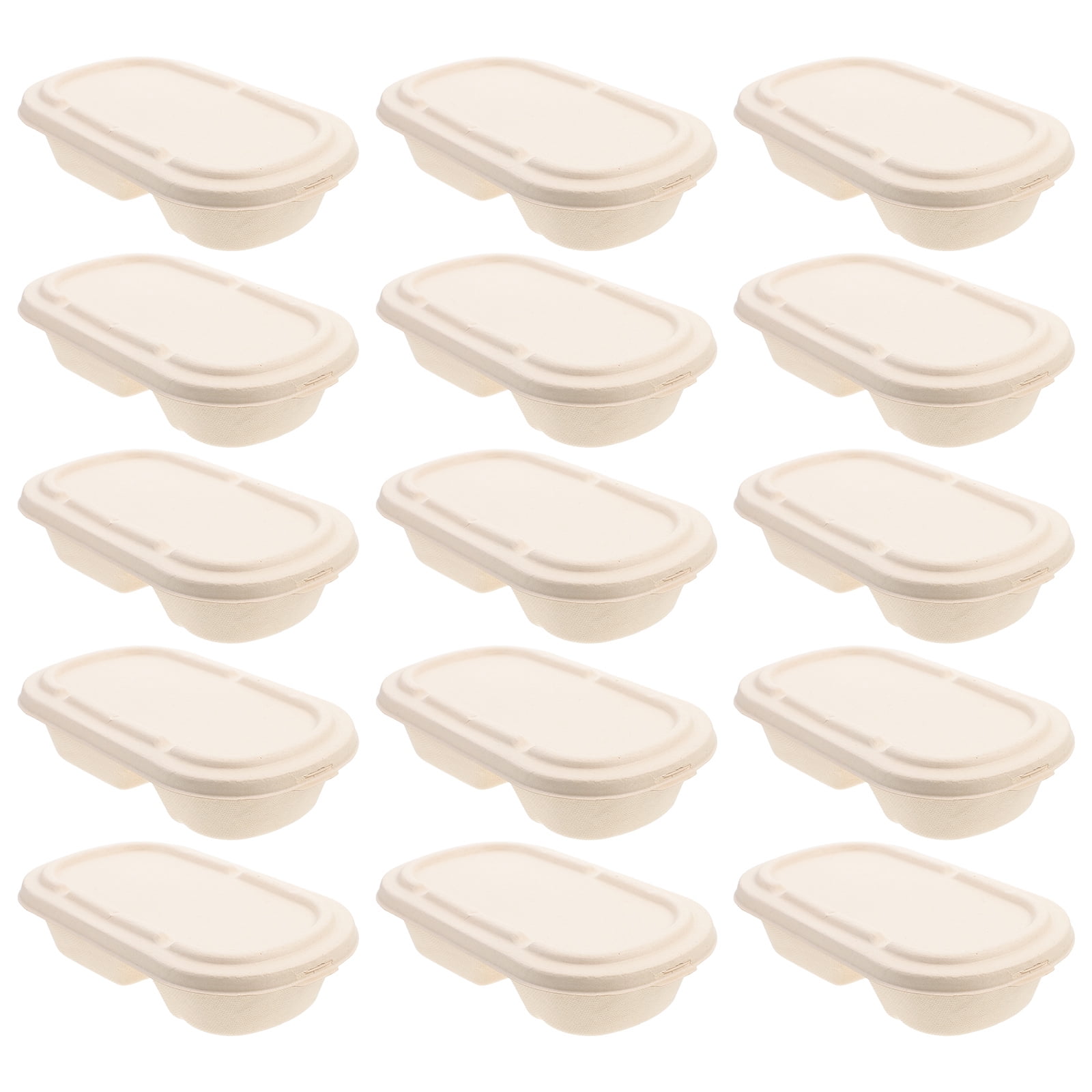 HEMOTON 25 Sets Large Container Pulp Lunch Box 23.00X13.20X5.00CM Khaki ...