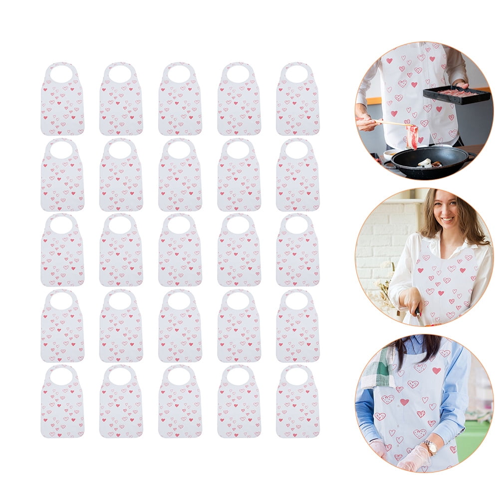 HEMOTON 25Pcs Adult Disposable Bibs Non-woven Hotpot Apron Outdoor BBQ ...