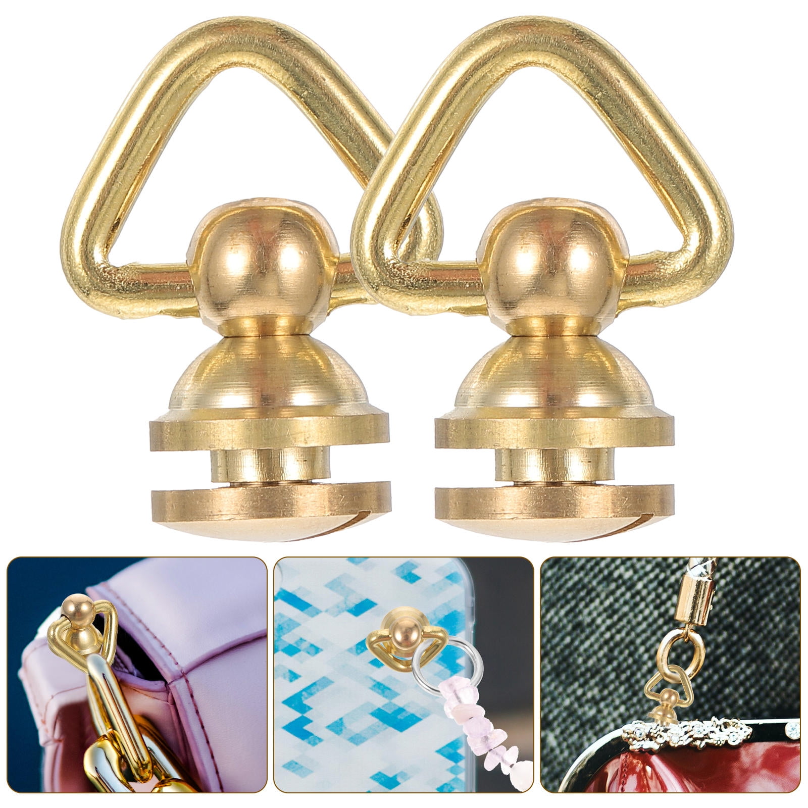 HEMOTON 2Pcs Brass Ball Studs Rivets D Rings for Bag Making Design ...