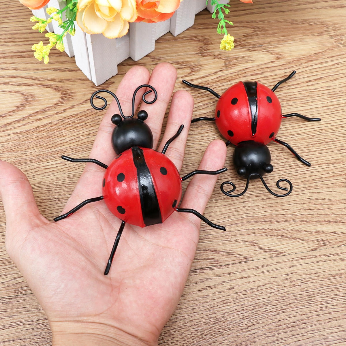 HEMOTON 2pcs 10cm Contemporary Ladybug Wrought Iron Wall Decor Home ...