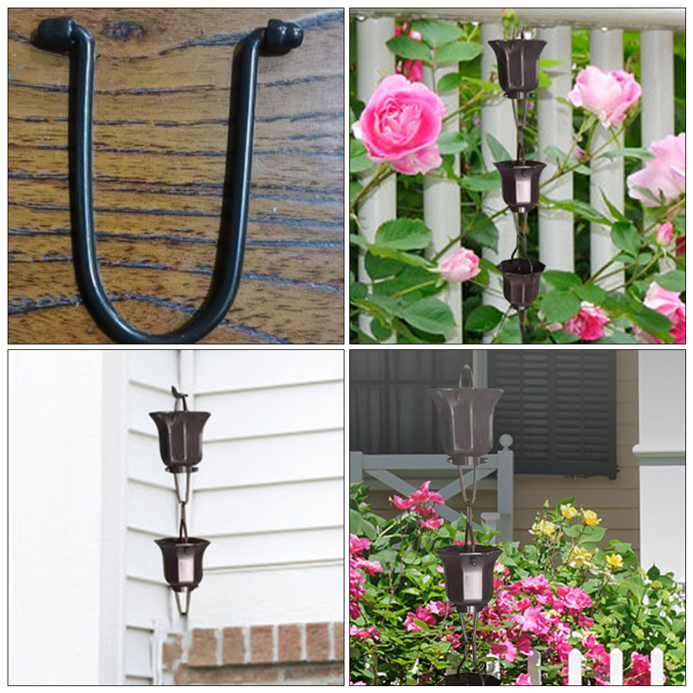 HEMOTON 2pcs Outdoor Rain Chain Hangers Sturdy Downspout Hooks Gutter ...