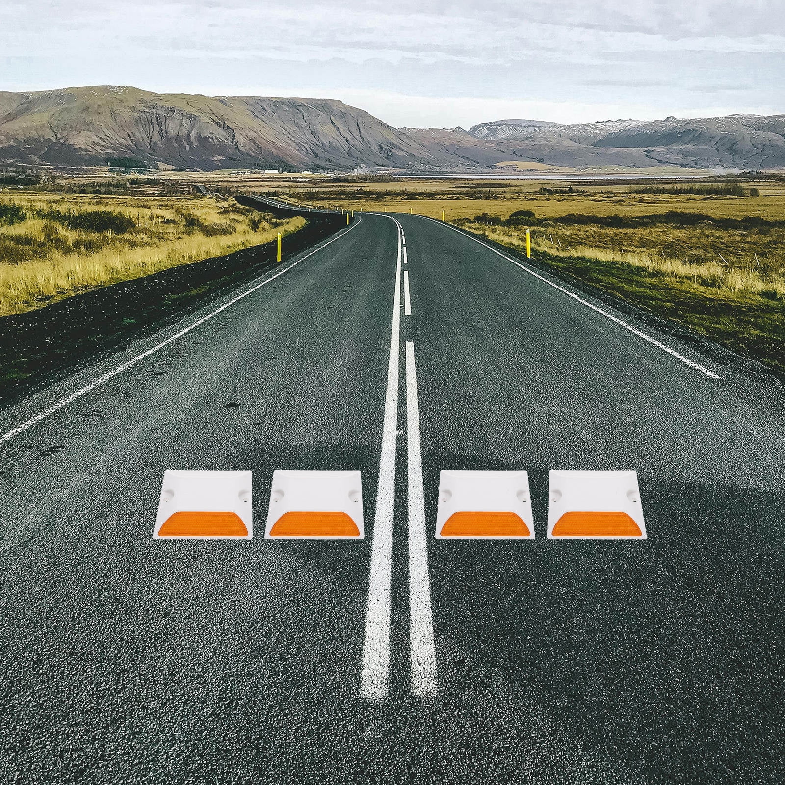 HEMOTON Reflective Pavement Markers for Driveway and Road Plastic 2 ...