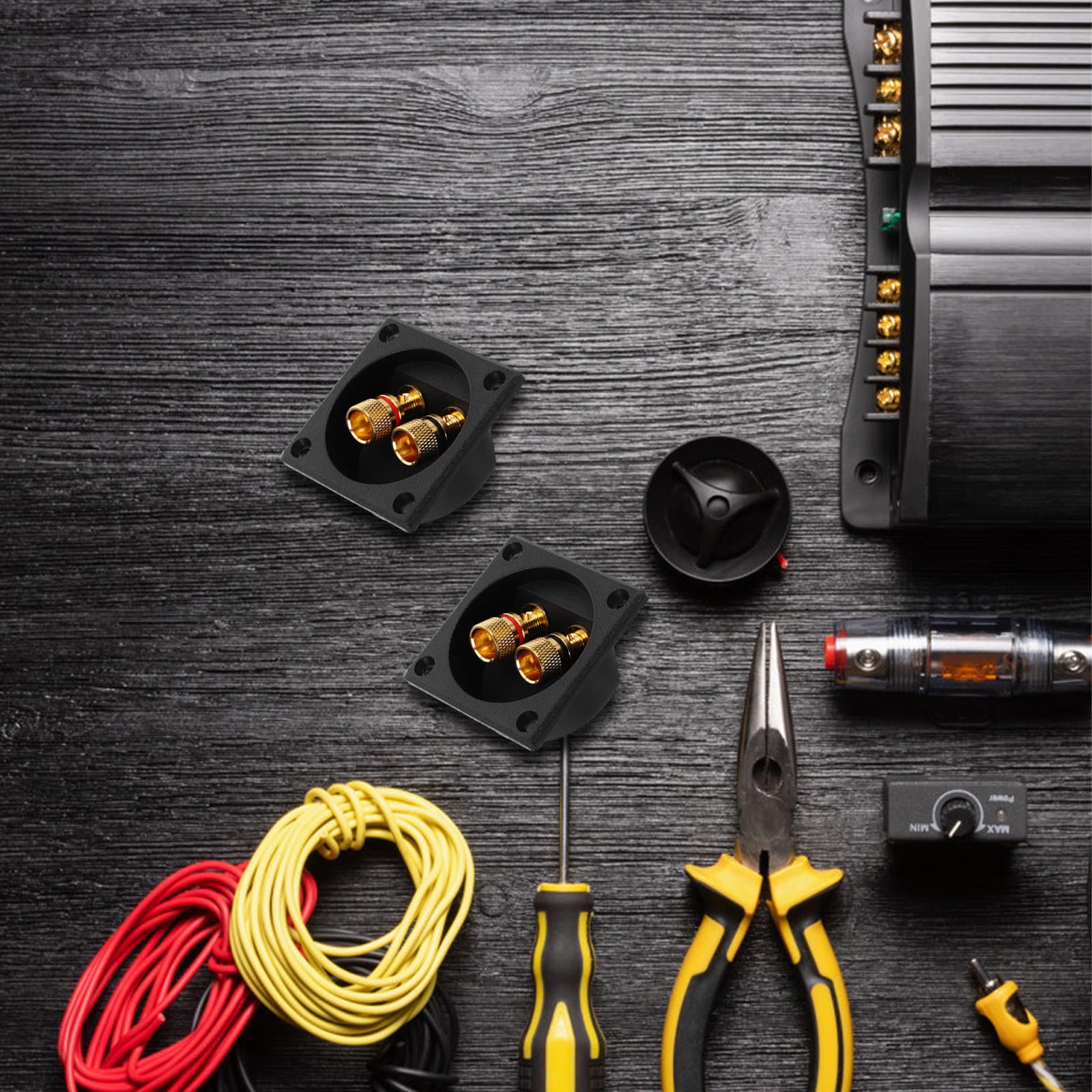 HEMOTON 2pcs Square Speaker Box Terminal Cup 2 Way Spring Loaded Jacks ...