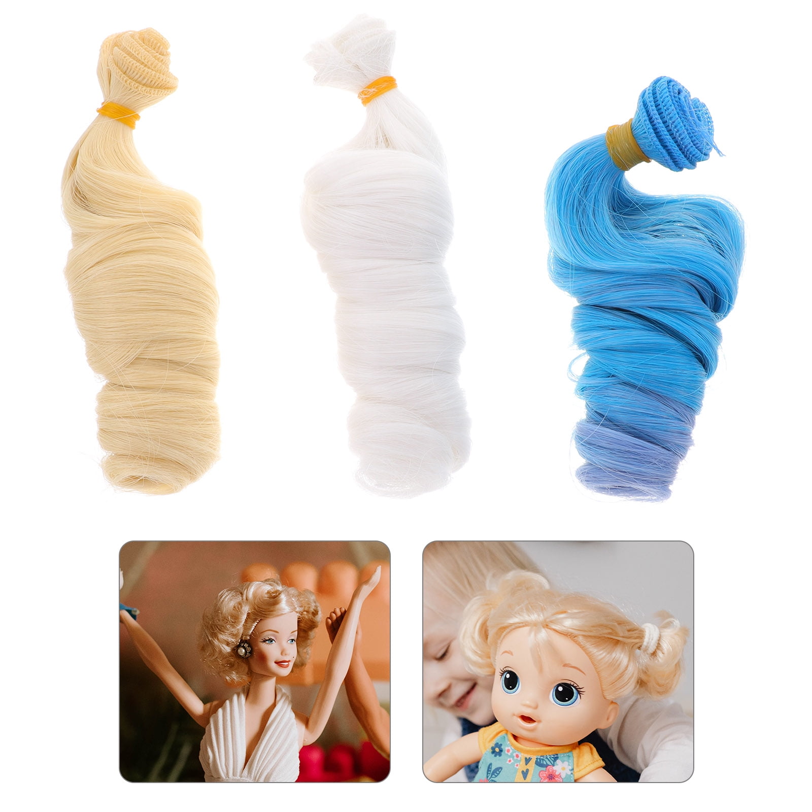 HEMOTON 3 Pcs High Temperature Doll Wigs Hair Fake Dolls Child Women's ...