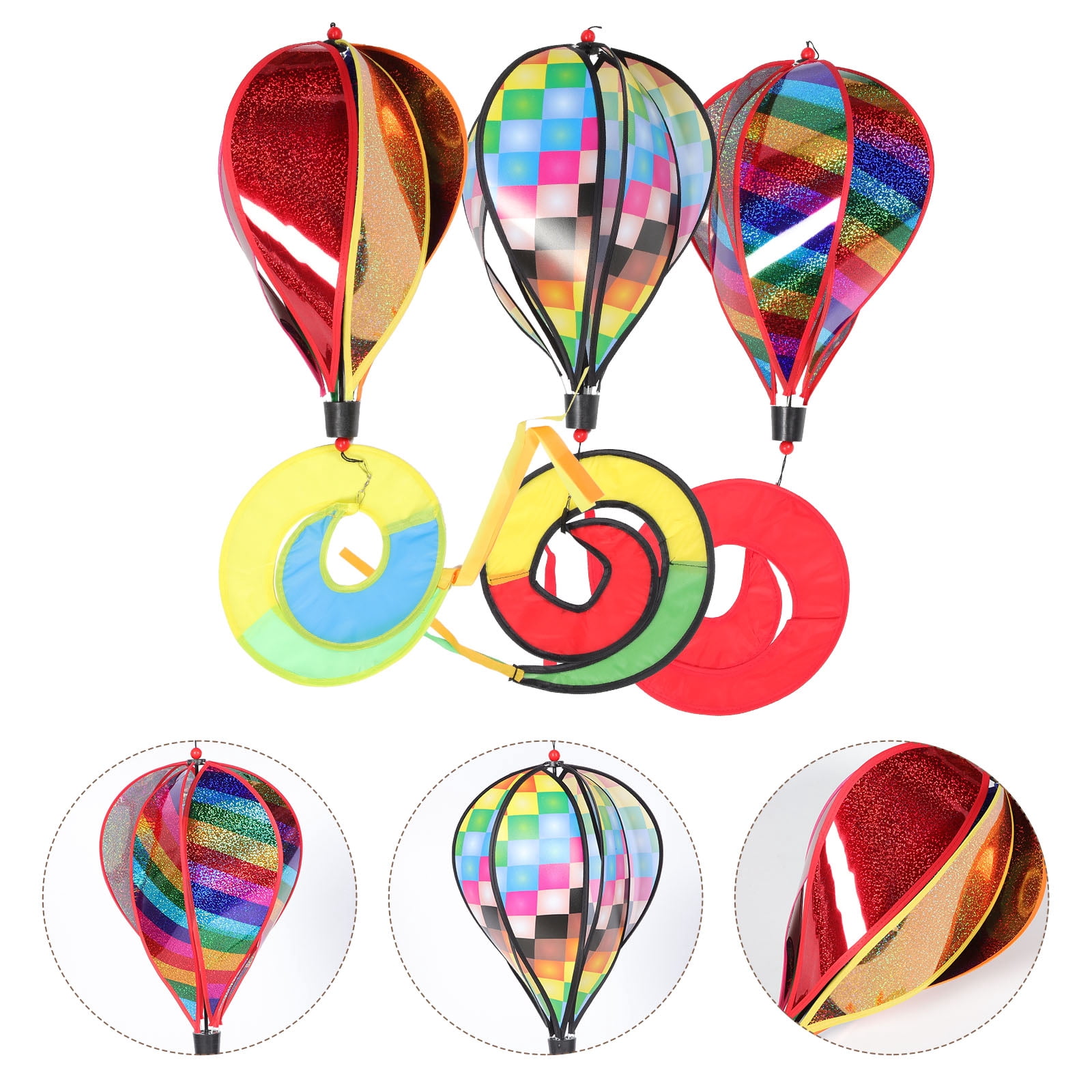 HEMOTON 3 Pcs Outdoor Wind Spinner Hot Air Balloon Windmill Scene Decor ...