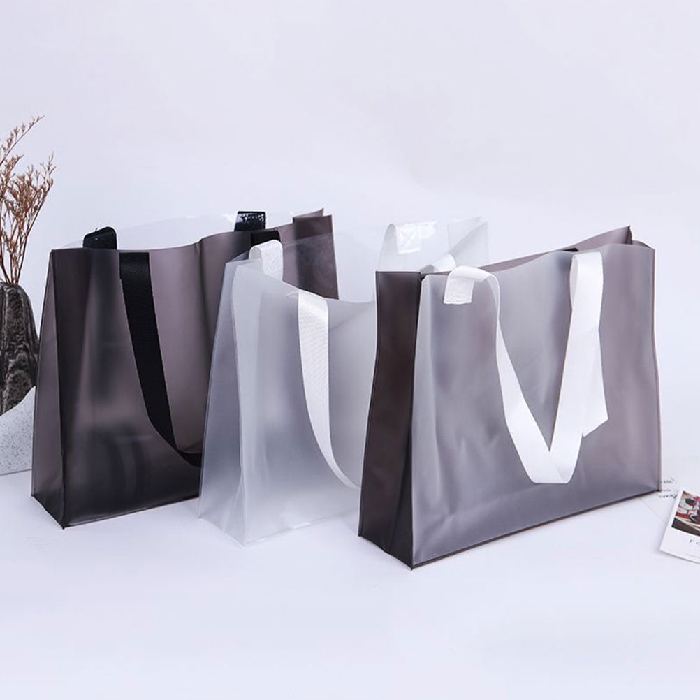 HEMOTON 3 Pcs PVC Handbag See Through Tote Clear Shopping Bags Travel ...