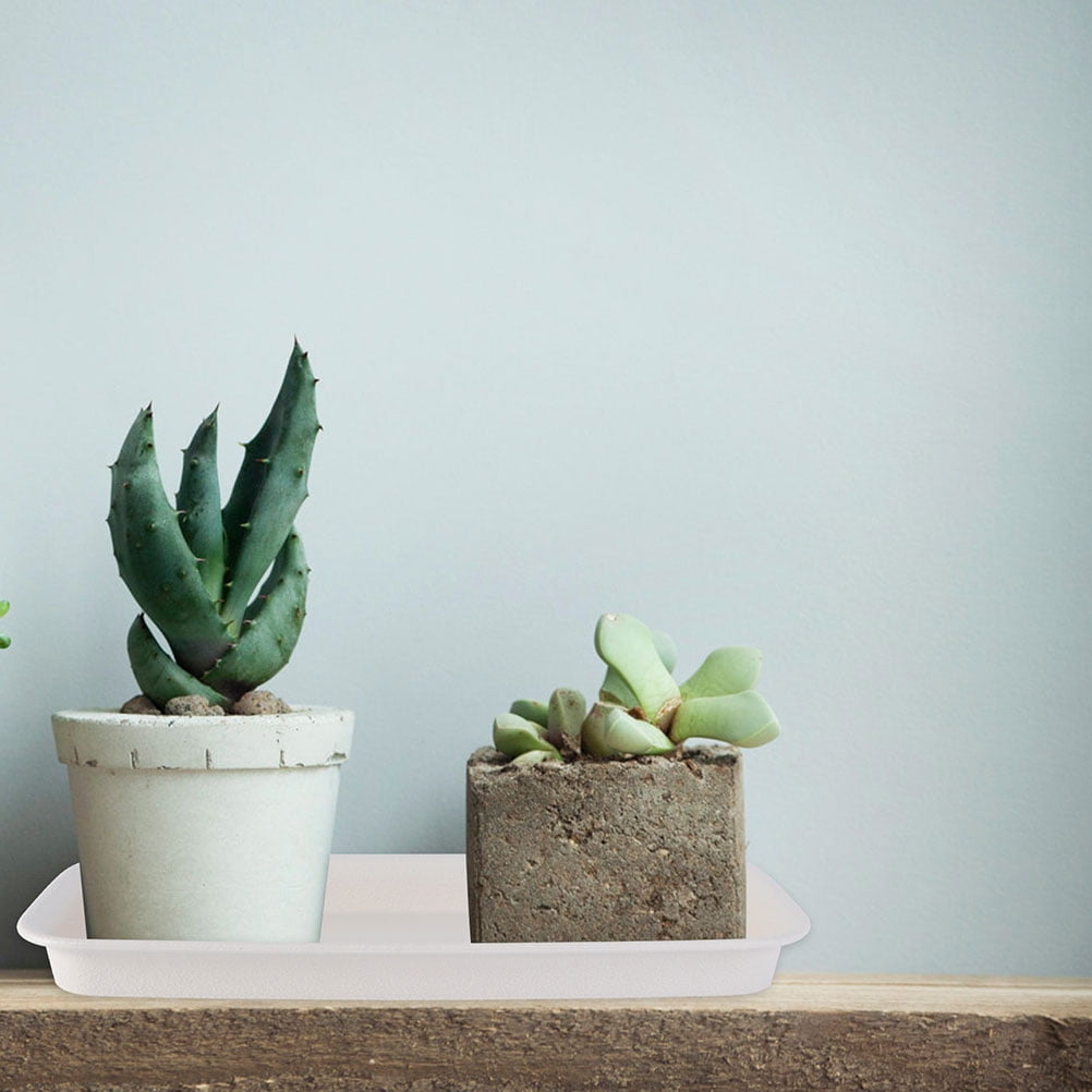 HEMOTON 3 Pcs Planter Plastic Drip Tray Plate Rectangular White Trays ...