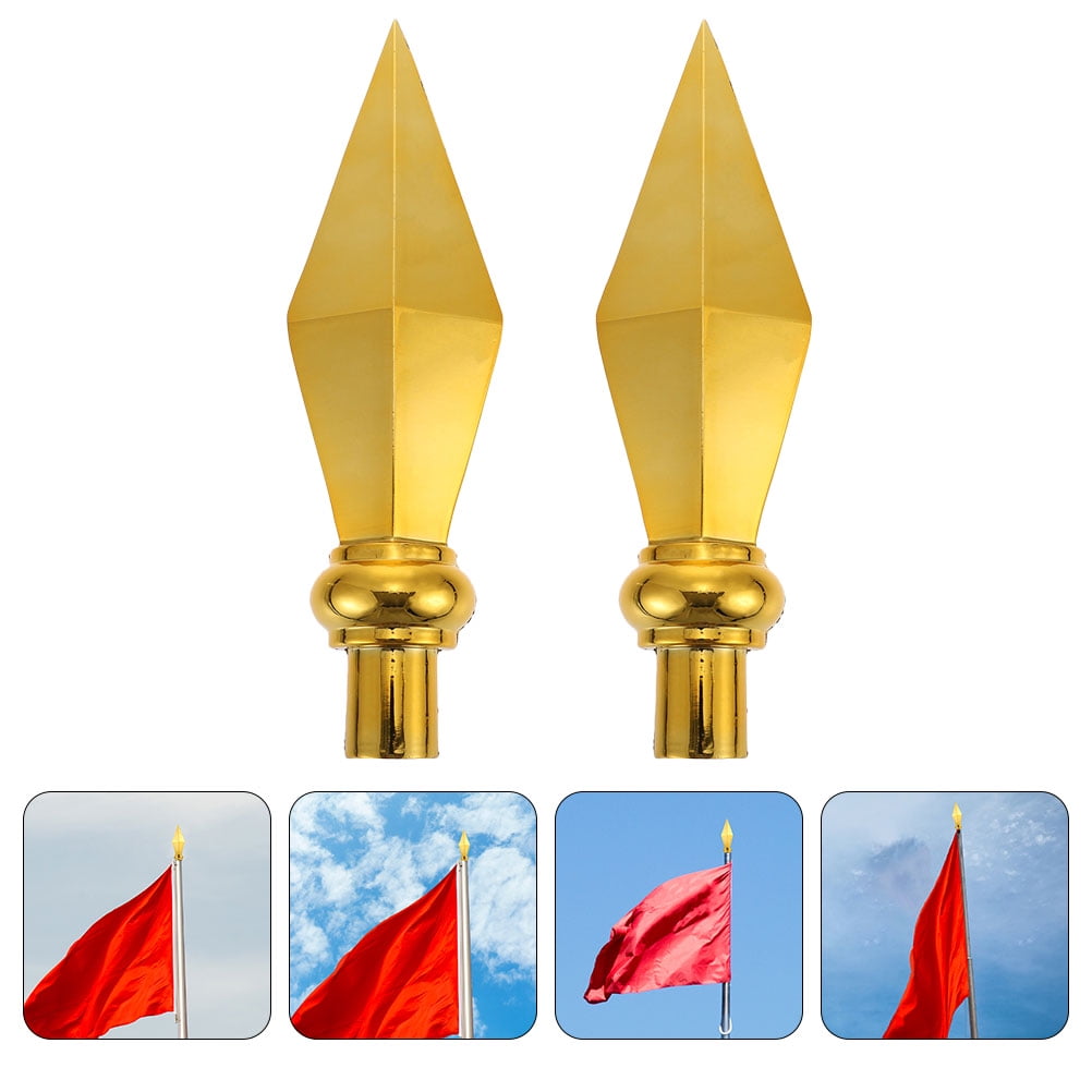 HEMOTON 3 Pcs Pole Flag Golden Flagpole Head Decoration Replacement ...