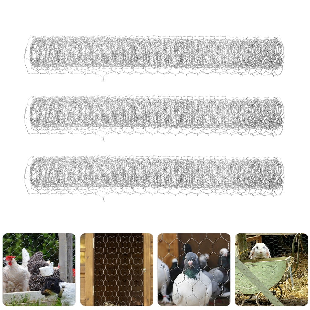 HEMOTON 3 Sheets Farm Wire Fence Galvanized Iron Netting Chicken Mesh ...