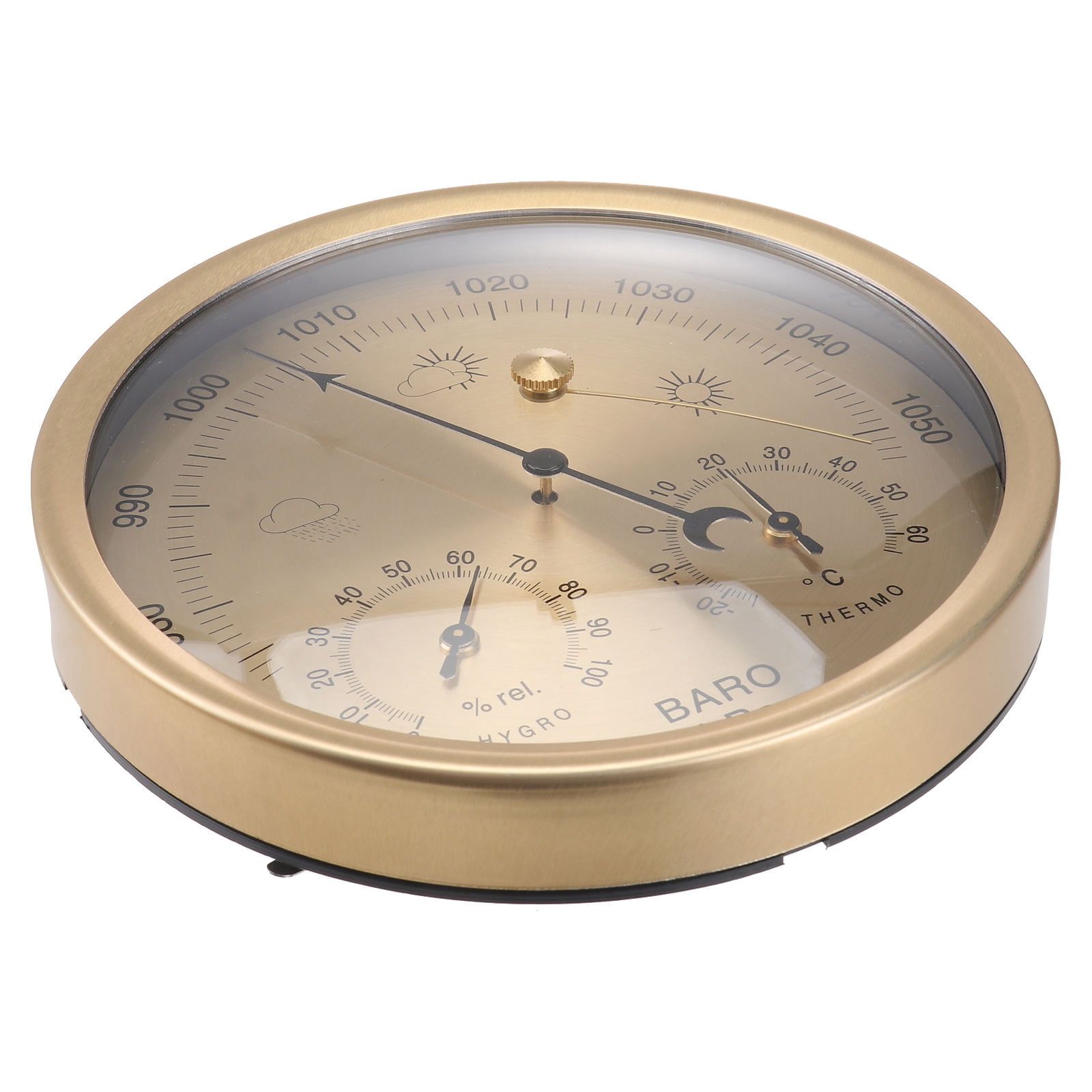 HEMOTON Golden Aluminum Alloy Weather Station with Barometer ...