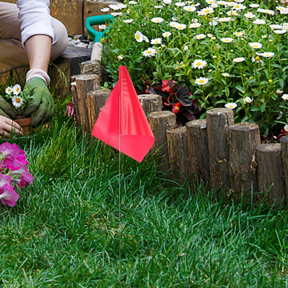 HEMOTON 30 Pcs Garden Triangular Flags Marking for Lawn Survey ...