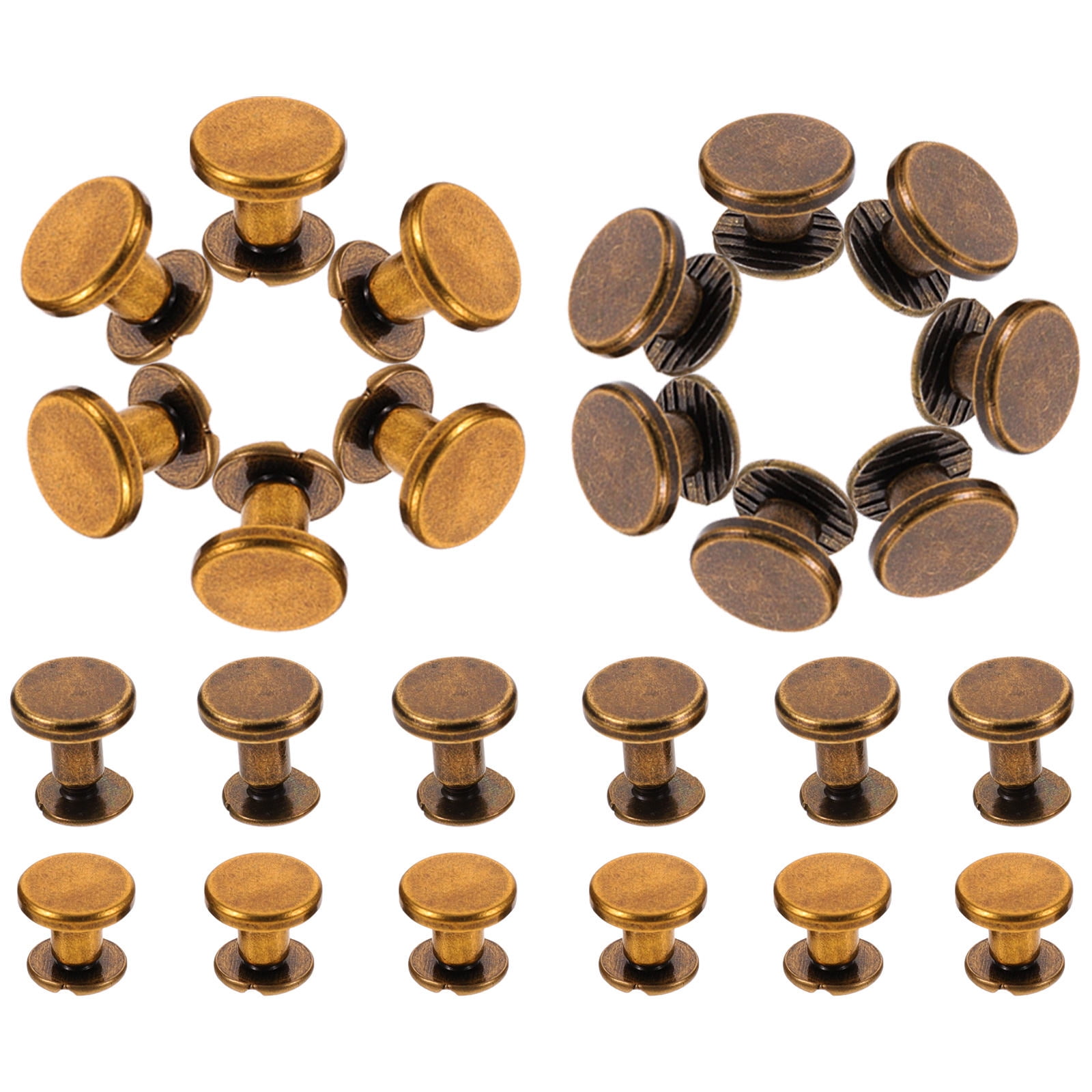 HEMOTON 30 Pcs Notebook Stud Flat Head Screw Brushed Posts Binding ...