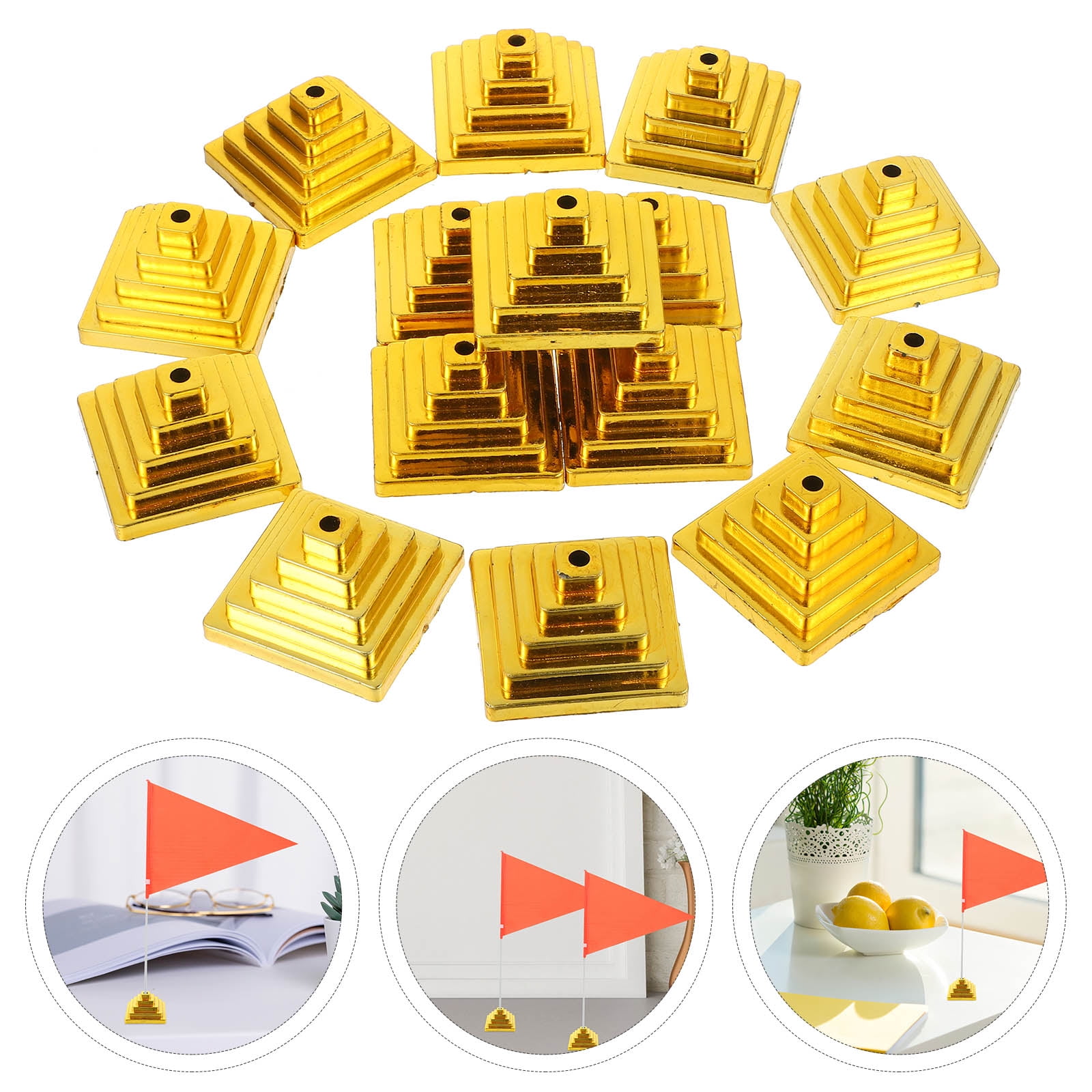 HEMOTON 30 Pieces Silver Plastic Mini Flag Holders for Toy Car Display ...