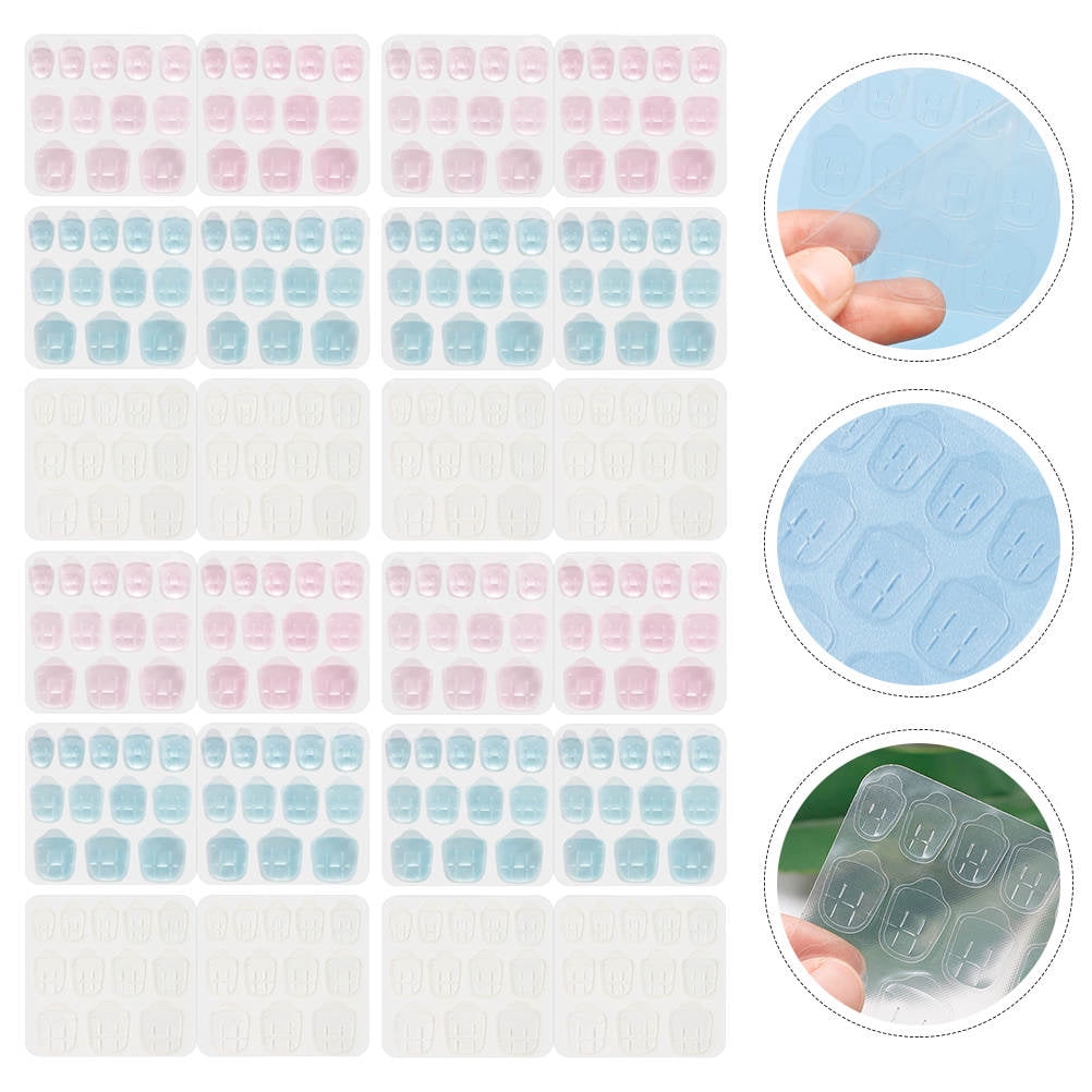 HEMOTON 30 Sheets Gel Toe Nail Stickers Art Double Sided Tape Adhesive ...