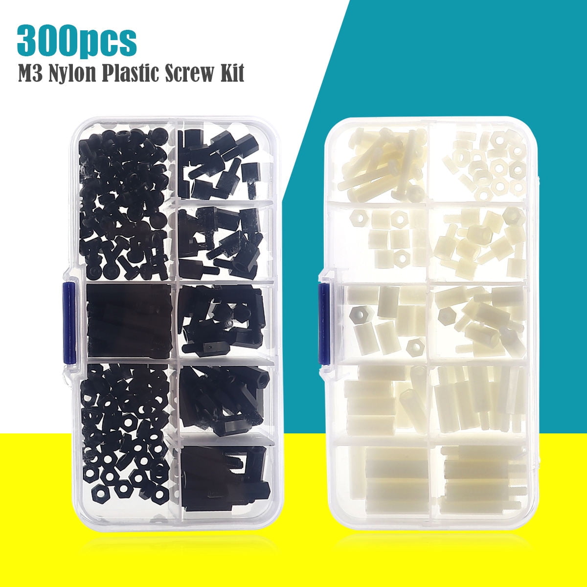 HEMOTON 300 Pcs Nylon Spacers Screw Nut Screws Assorted Nuts Kit ...