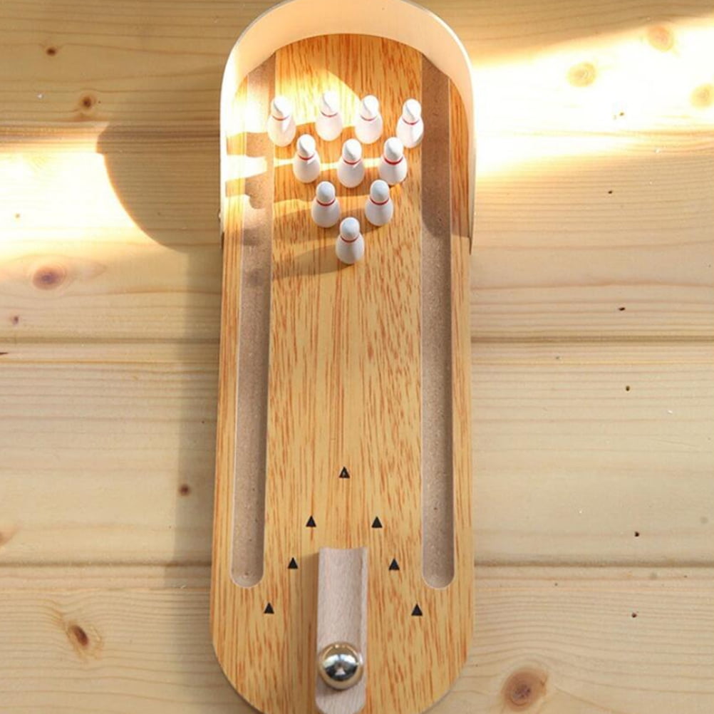 SOPOTUTU Mini Bowling Tabletop Game Set Wood Material 1pc - Walmart.com