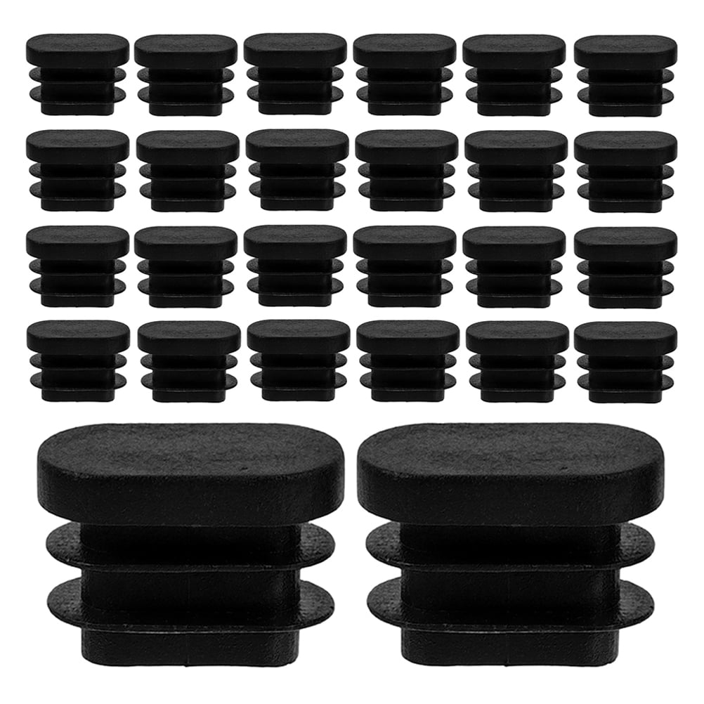 HEMOTON 30pcs Black Plastic Oval Table Chair Leg Caps Furniture Feet ...