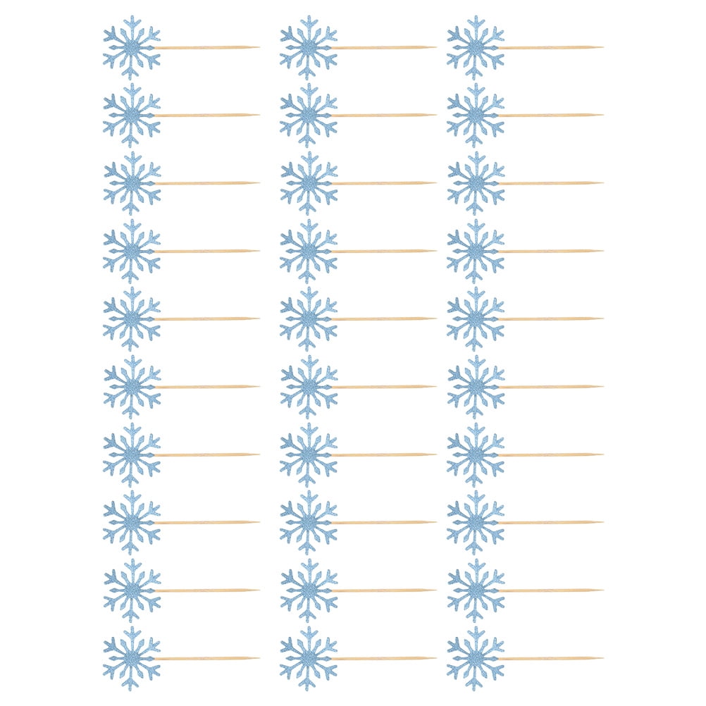 DEEPCRAFF Wooden Blue Snowflake Cupcake Toppers for Wedding 30Pcs 4 ...