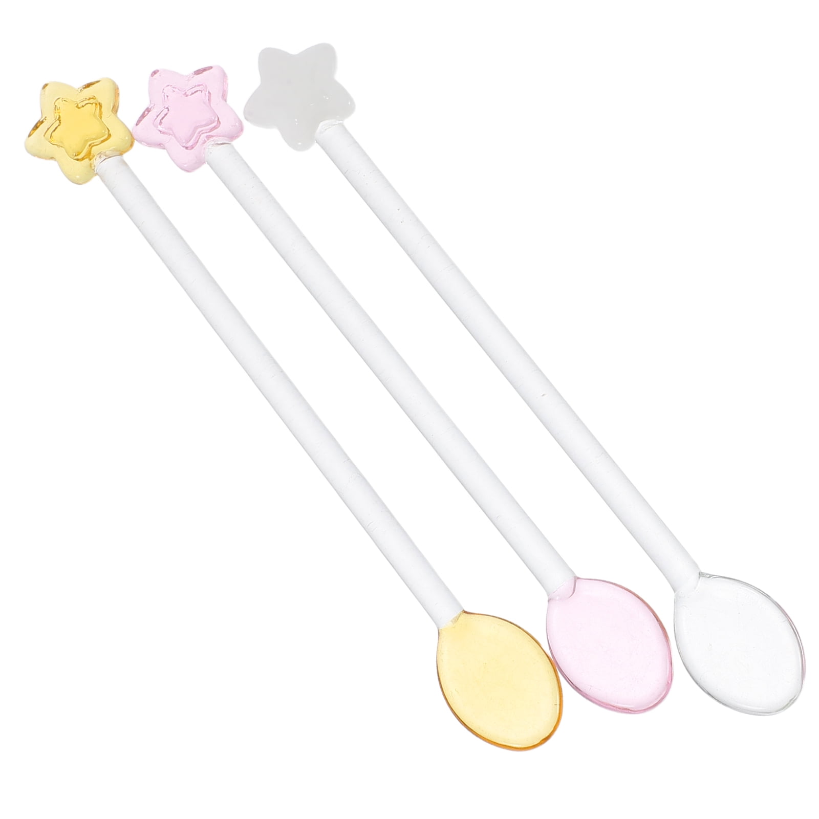 HEMOTON 3PCS Star Spoons Long Handle Glass Coffee Stirring Spoons Heat ...