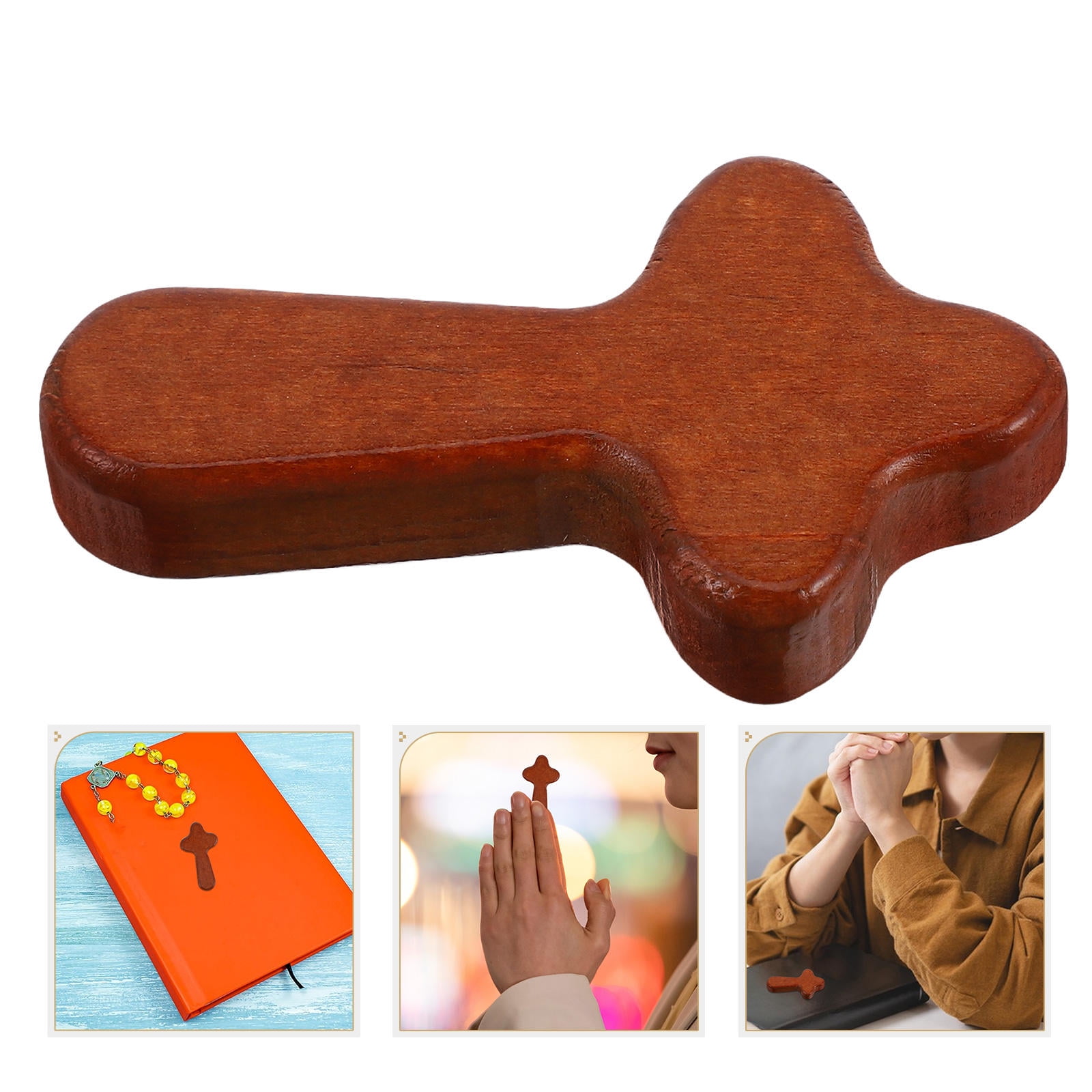 HEMOTON 3Pcs Small Wooden Cross Hand Held Cross Portable Prayer Crosses ...