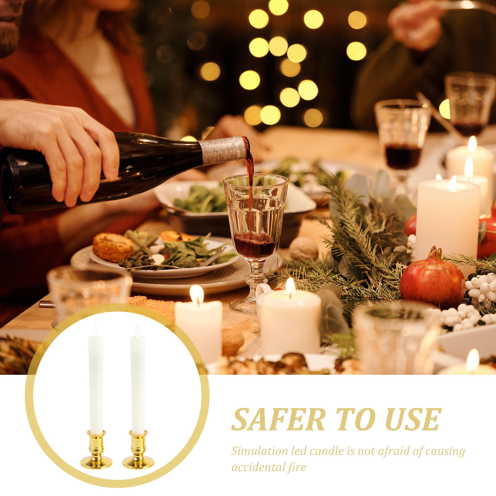 HEMOTON 4 Pair Simulation Swing LED Electronic Candles Long Candle ...