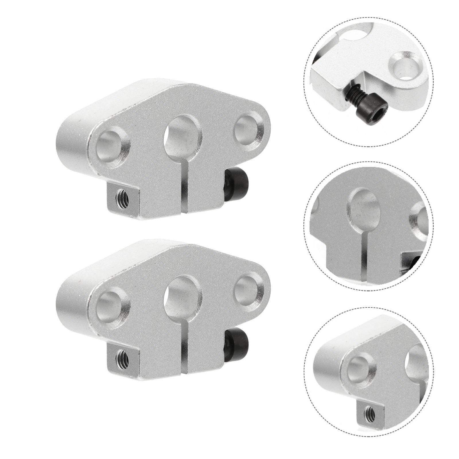 HEMOTON 4 Pcs Aluminum Linear Rod Rail Shaft Guide Black Clamp Silver ...