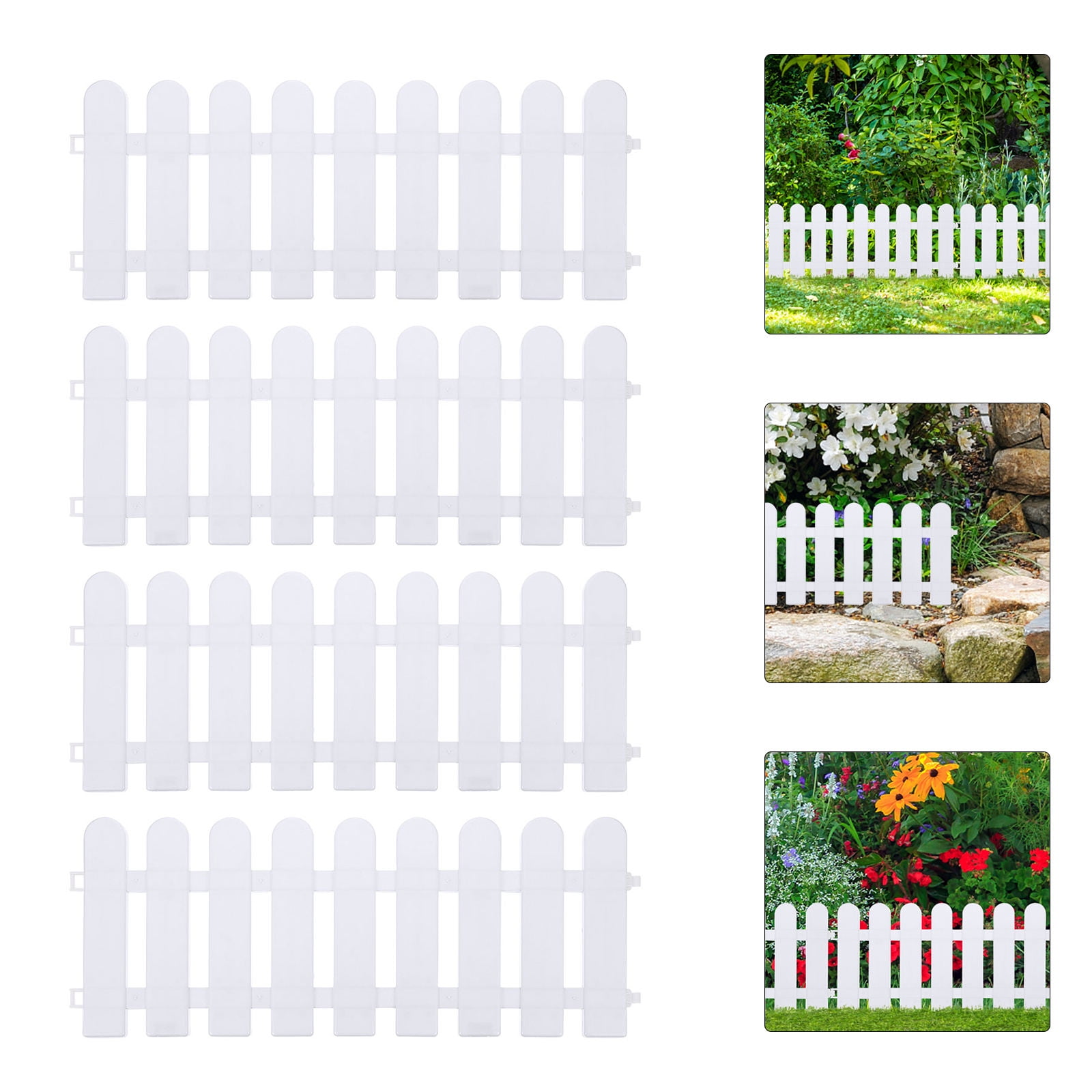 HEMOTON 4 Pcs Garden Edging Border No Dig Small White Fence Flower Baby ...