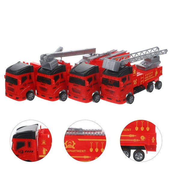 HEMOTON 4-Pack Mini Pull-Back Inertial Toy , Small Red Vehicles for ...