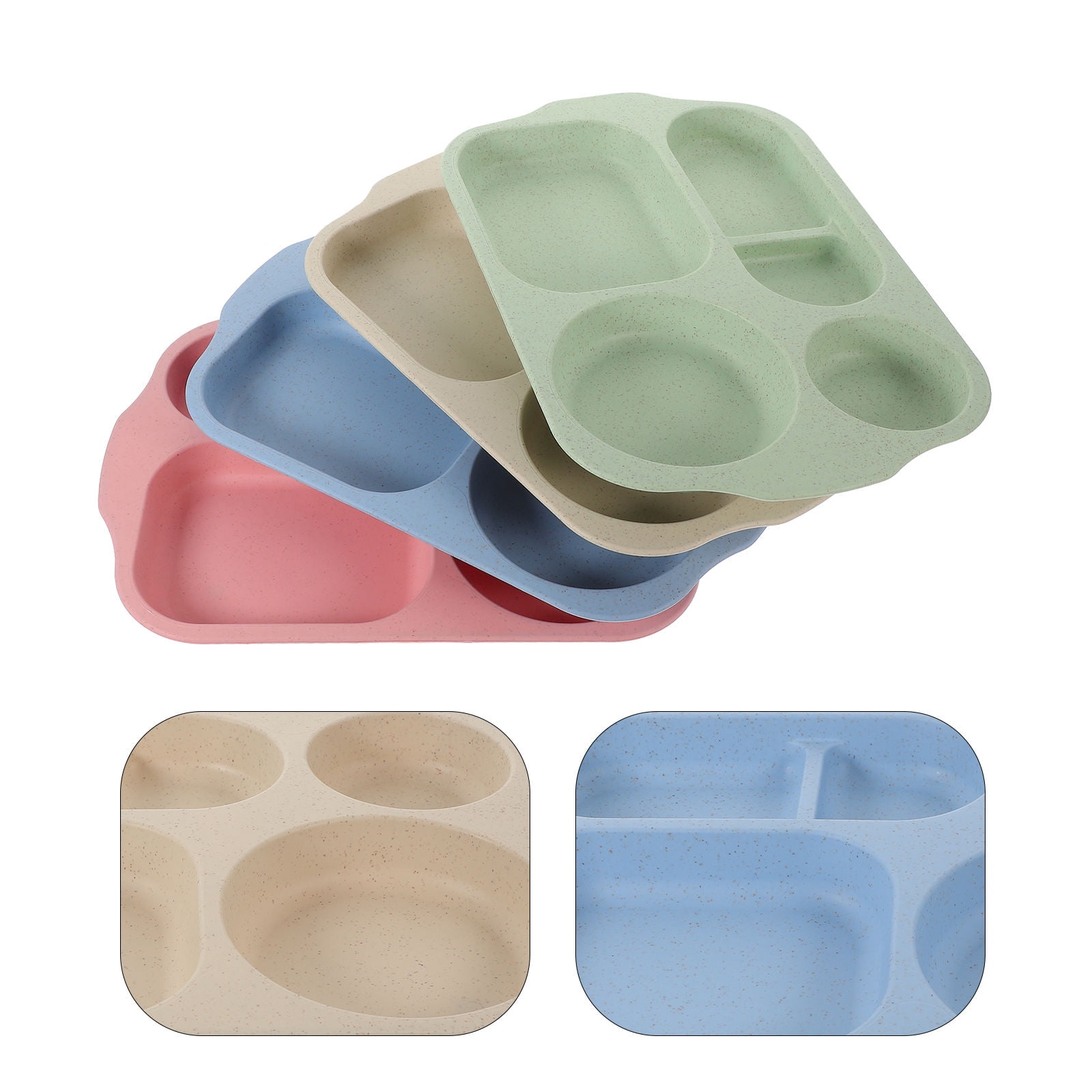 HEMOTON 4 Pcs 防摔防烫饭盘 Portion Control Plates Kids with Sections Child ...