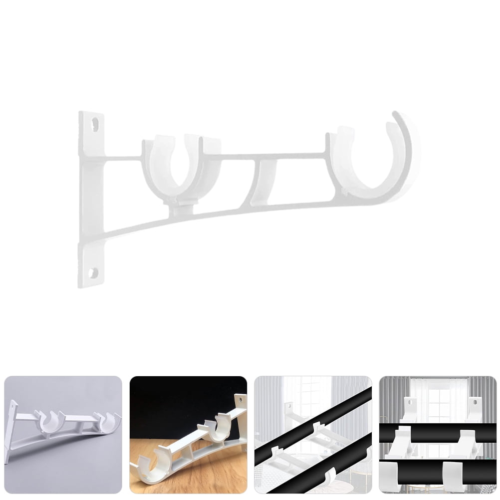 HEMOTON 4 Pcs Roman Pole Double Rail Bracket 19.20X8.80X1.80CM White ...